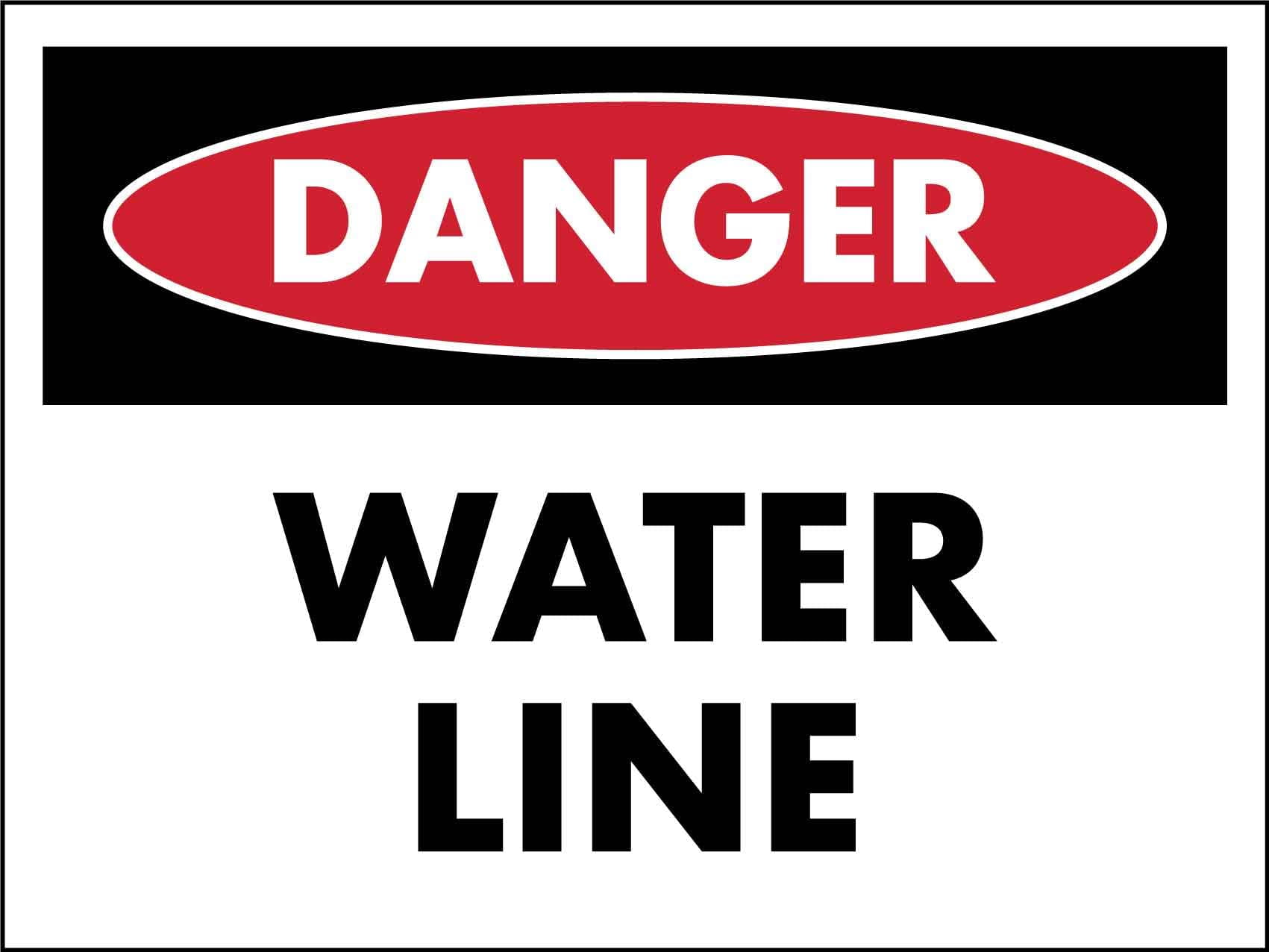 Danger Water Line Metal Sign Caution Danger Safety Security Warning ...