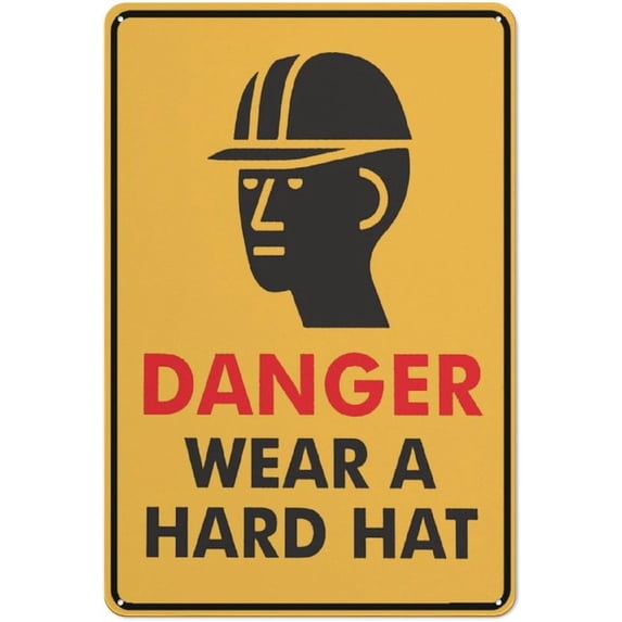 Danger Wear A Hard Hat Sign Outdoor Signs Aluminum 12X8 Inch Uv Ink ...