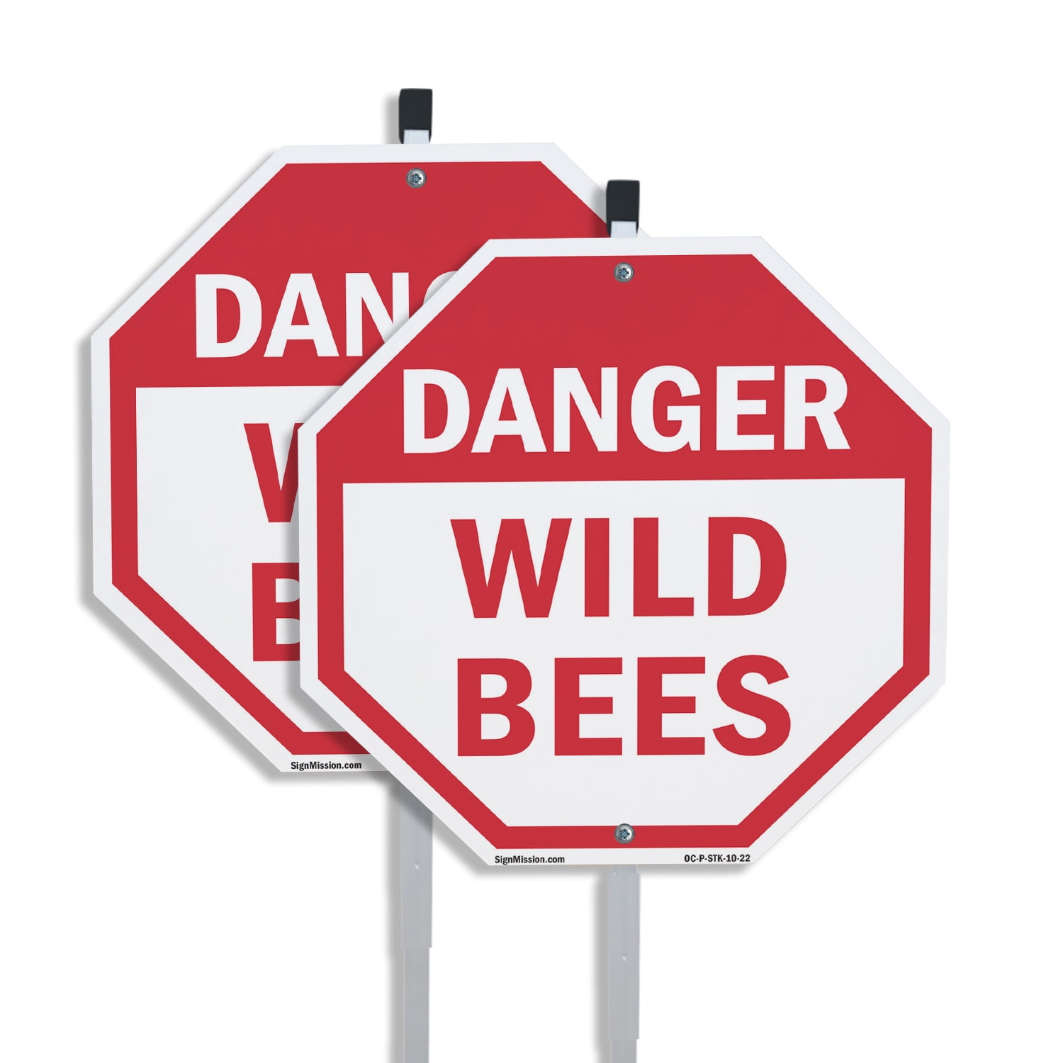 Danger Wild Bees (2 Pack) 10 inch X 10 inch Octagon Rust Free Aluminum ...