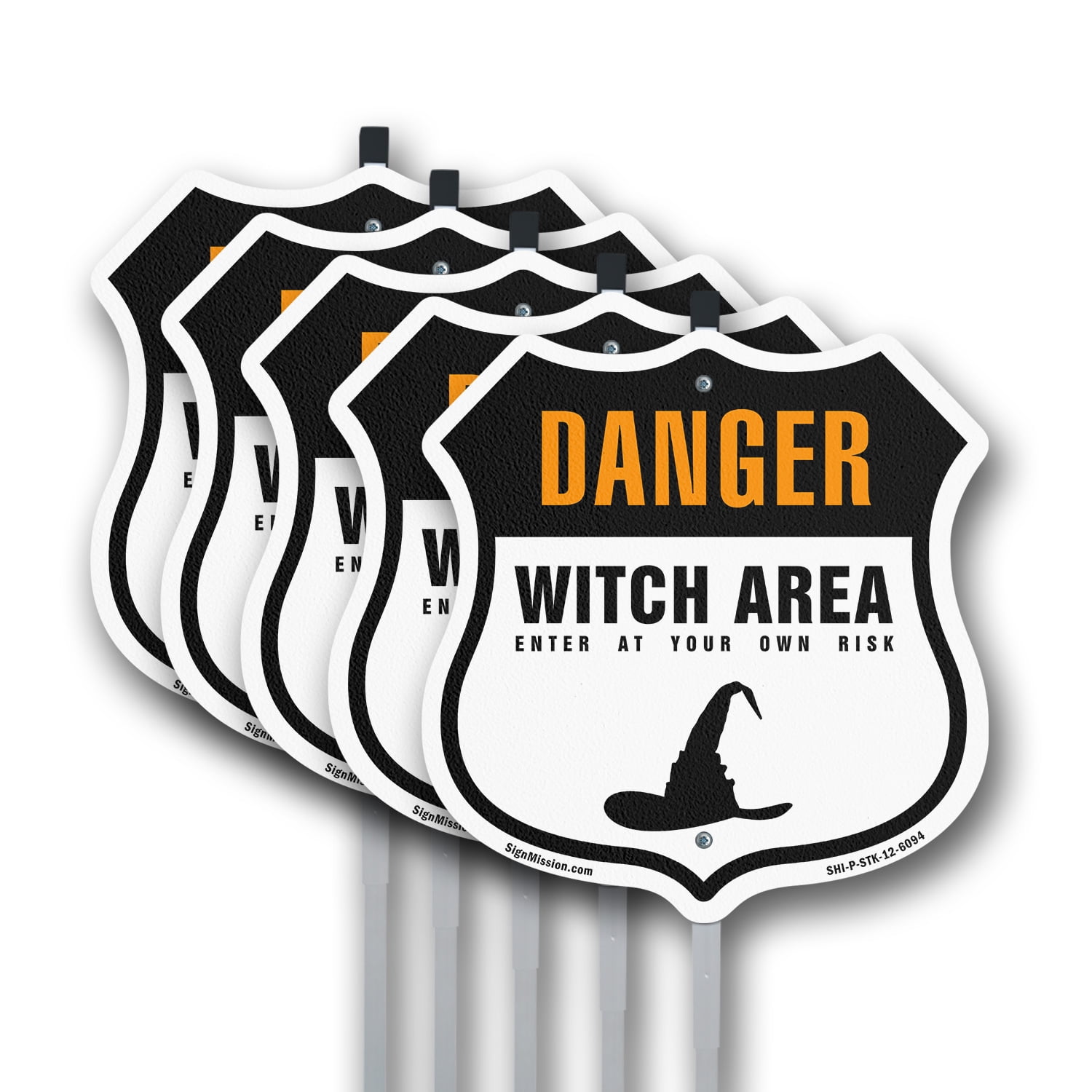 Danger Witch Area Enter At Your Own Risk (5 Pack) 12 inch X 12 inch ...