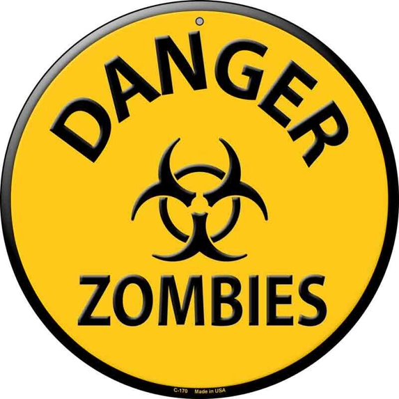 Danger Zombies Round Circular Novelty Metal Sign Home Garage Wall Decor ...
