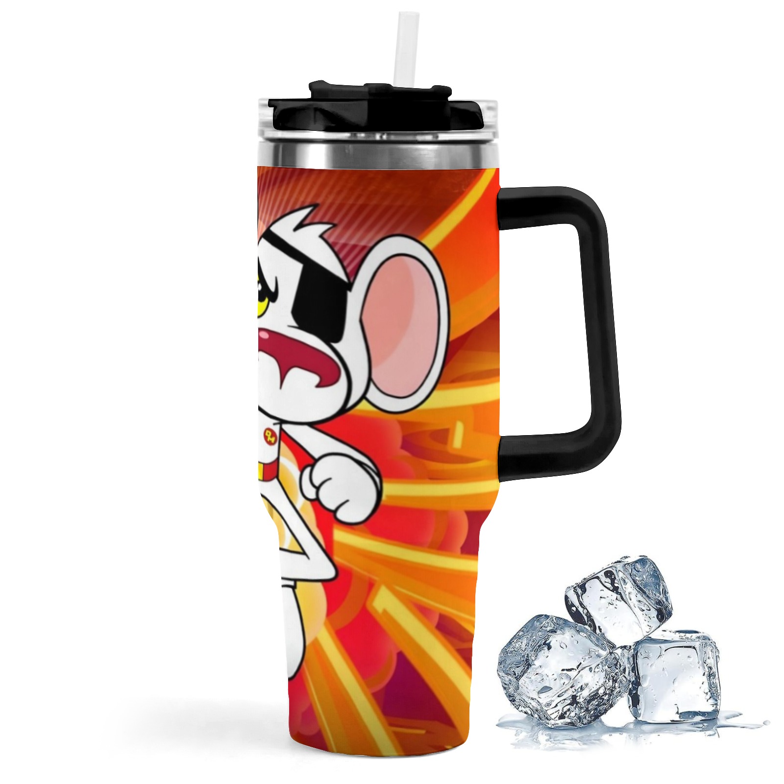 DangerMouse-theme Insulated Stainless Steel Tumbler with Handle Gifts ...