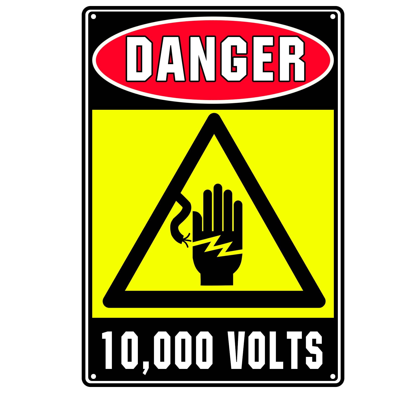 Dangerous 10,000 Volt High-voltage Electric Warning Sign, Durable 8x6 ...