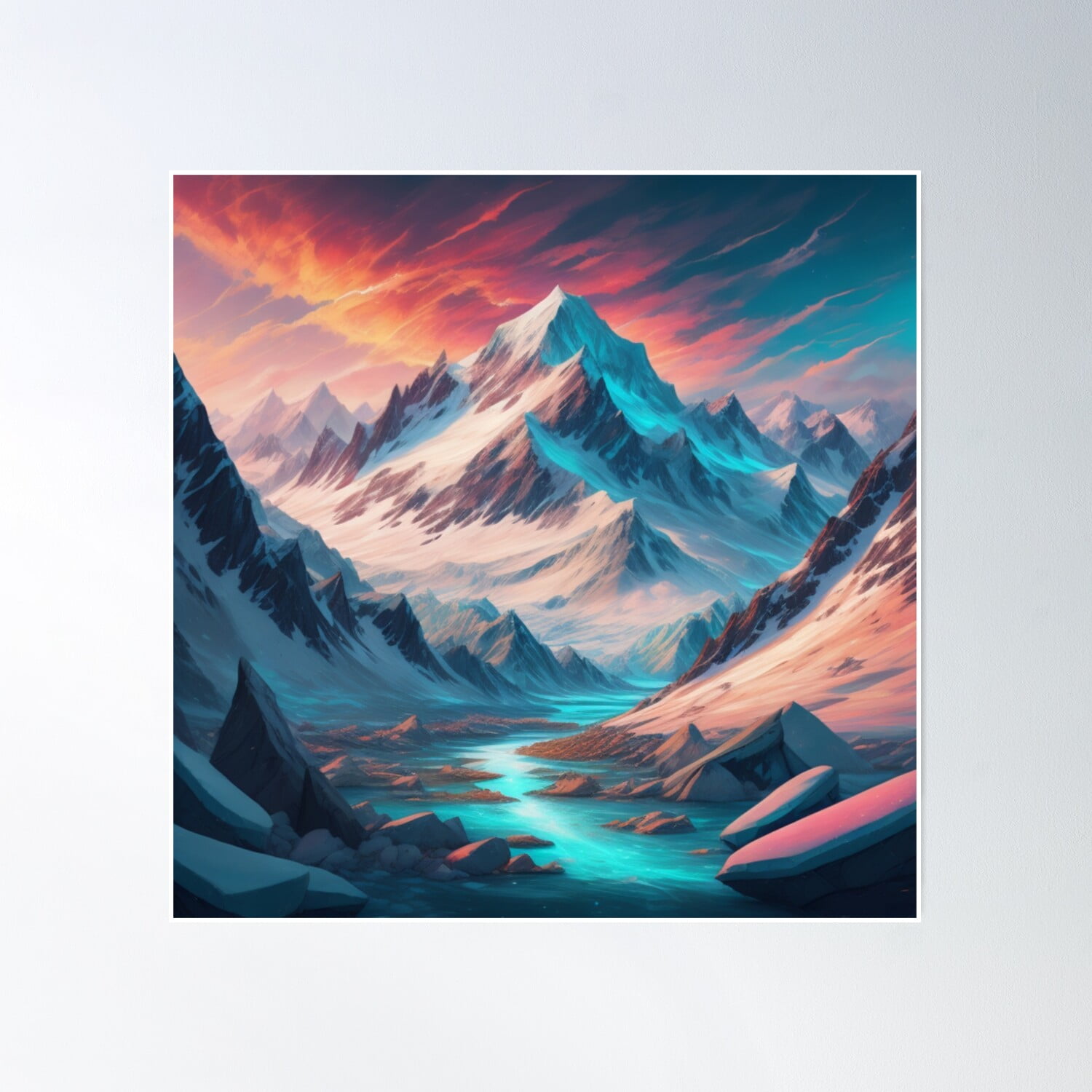 Dangerous Alaskan Mountains Poster Wall Art, Modern Wall Decor, 24x24 ...