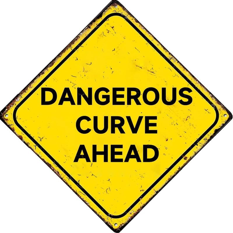 Dangerous Curve Ahead Metal Sign Retro Wall Decor For Home Cafes Store ...