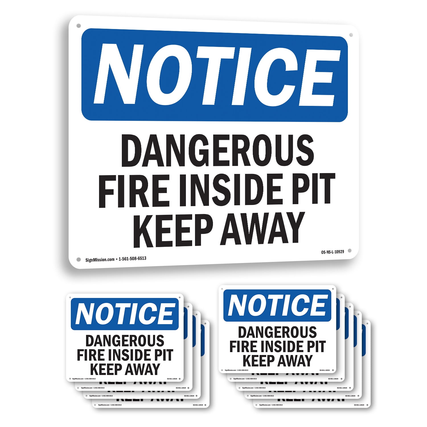 Dangerous Fire Inside Pit Keep Away OSHA Notice Rigid Plastic Sign 18 ...