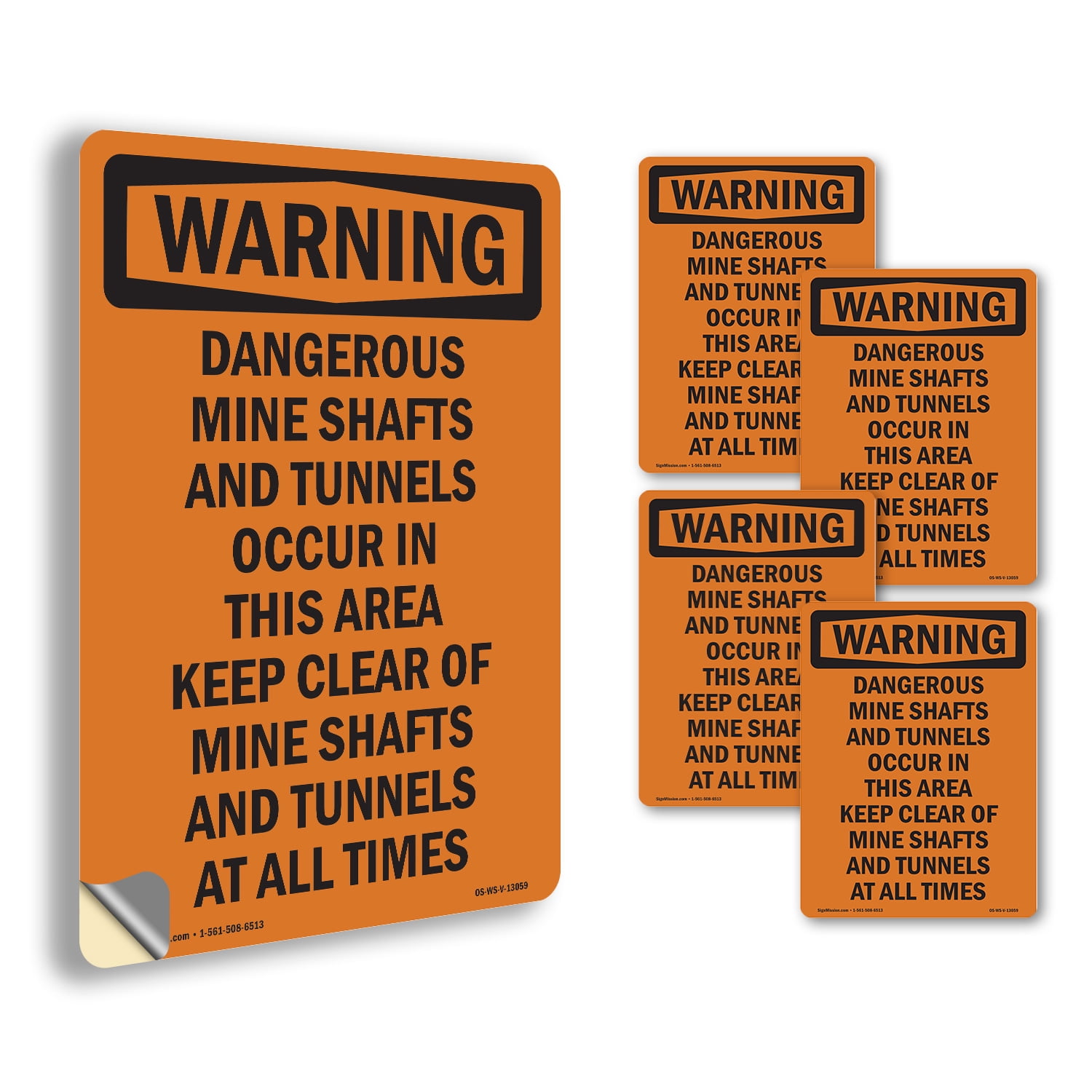 Dangerous Mine Shafts And Tunnels OSHA WARNING Vinyl Decal Label 10 ...