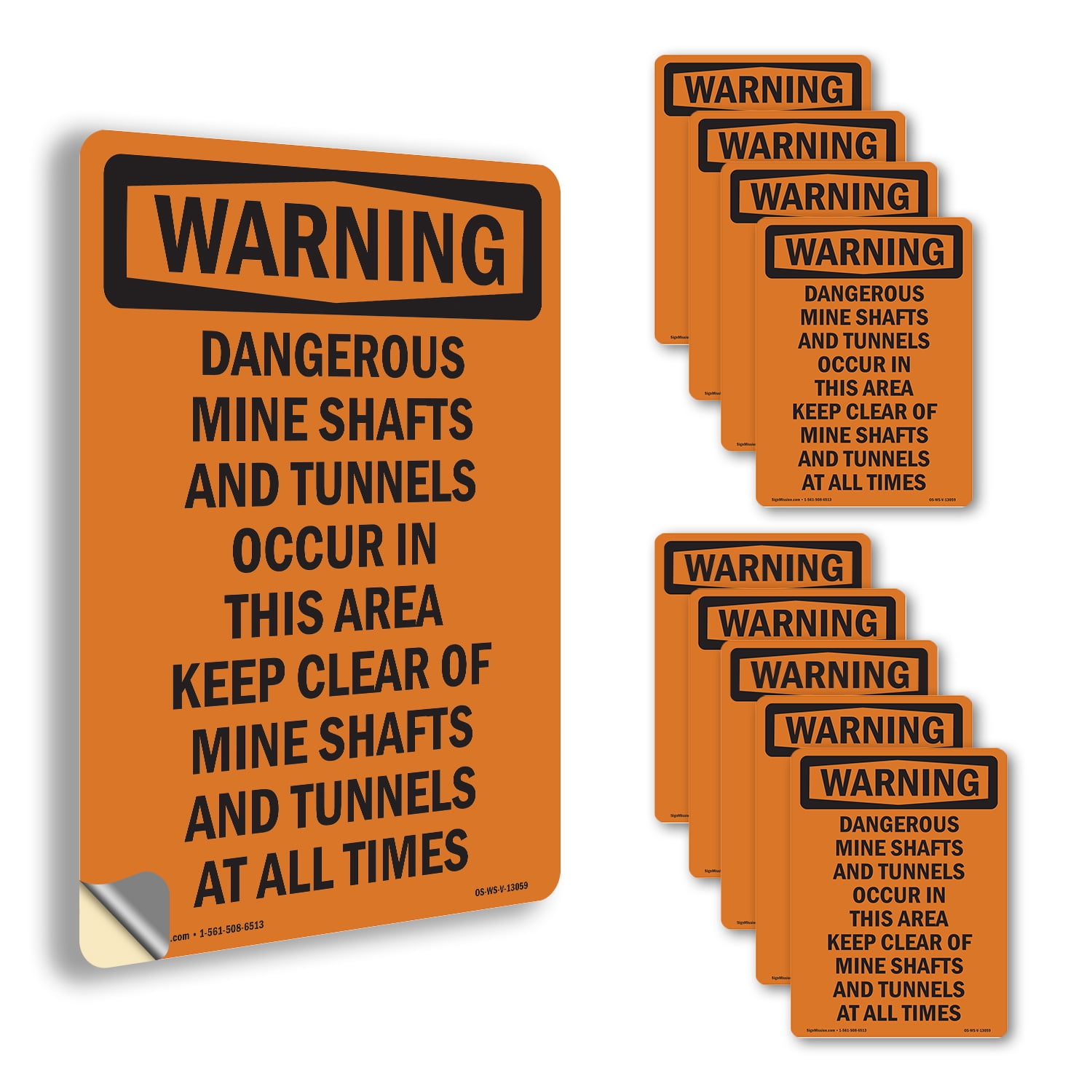 Dangerous Mine Shafts And Tunnels OSHA WARNING Vinyl Decal Label 7 Inch ...