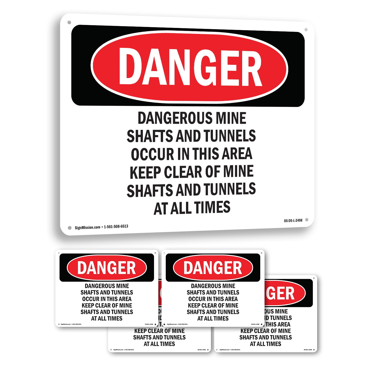 Dangerous Mine Shafts And Tunnels Occur OSHA Danger Rigid Plastic Sign ...