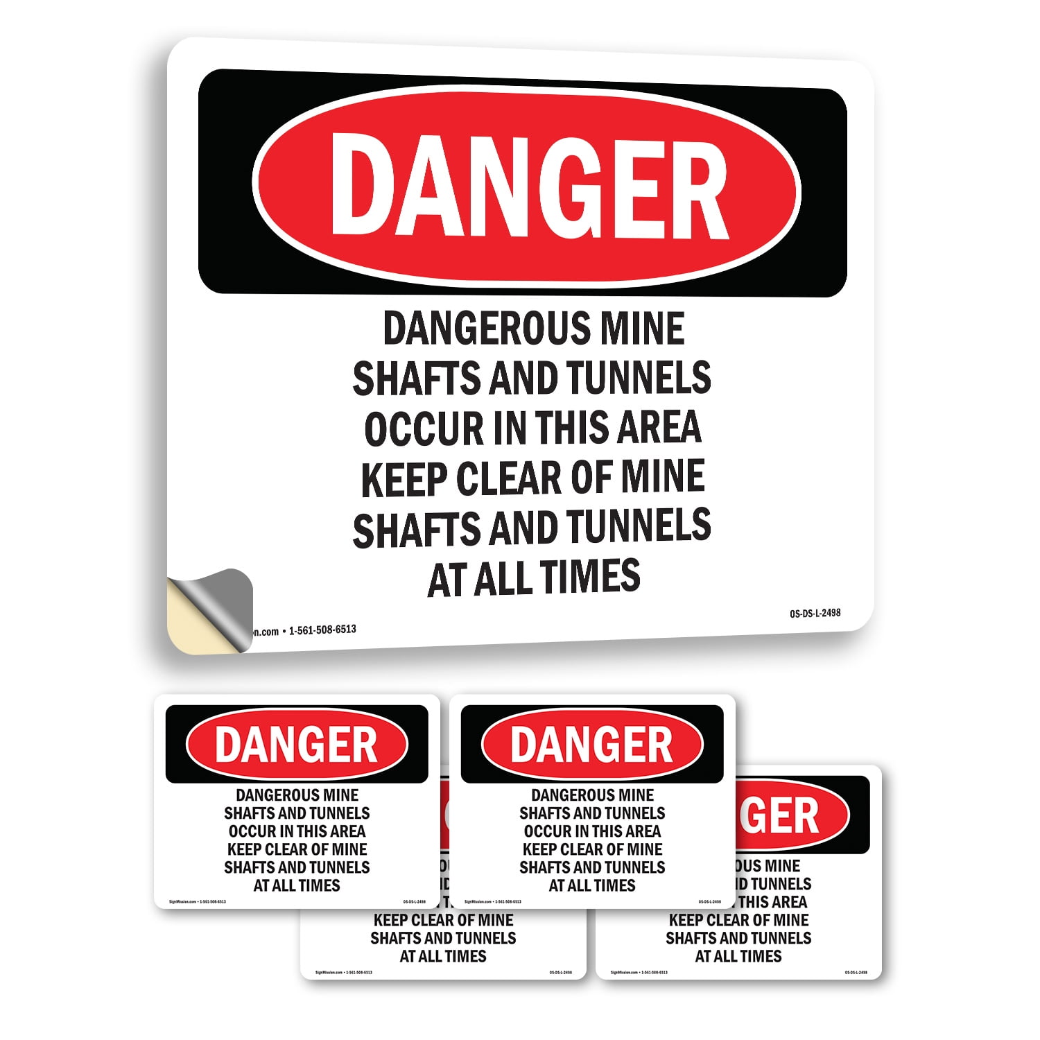 Dangerous Mine Shafts And Tunnels Occur OSHA Danger Vinyl Decal Label 5 ...