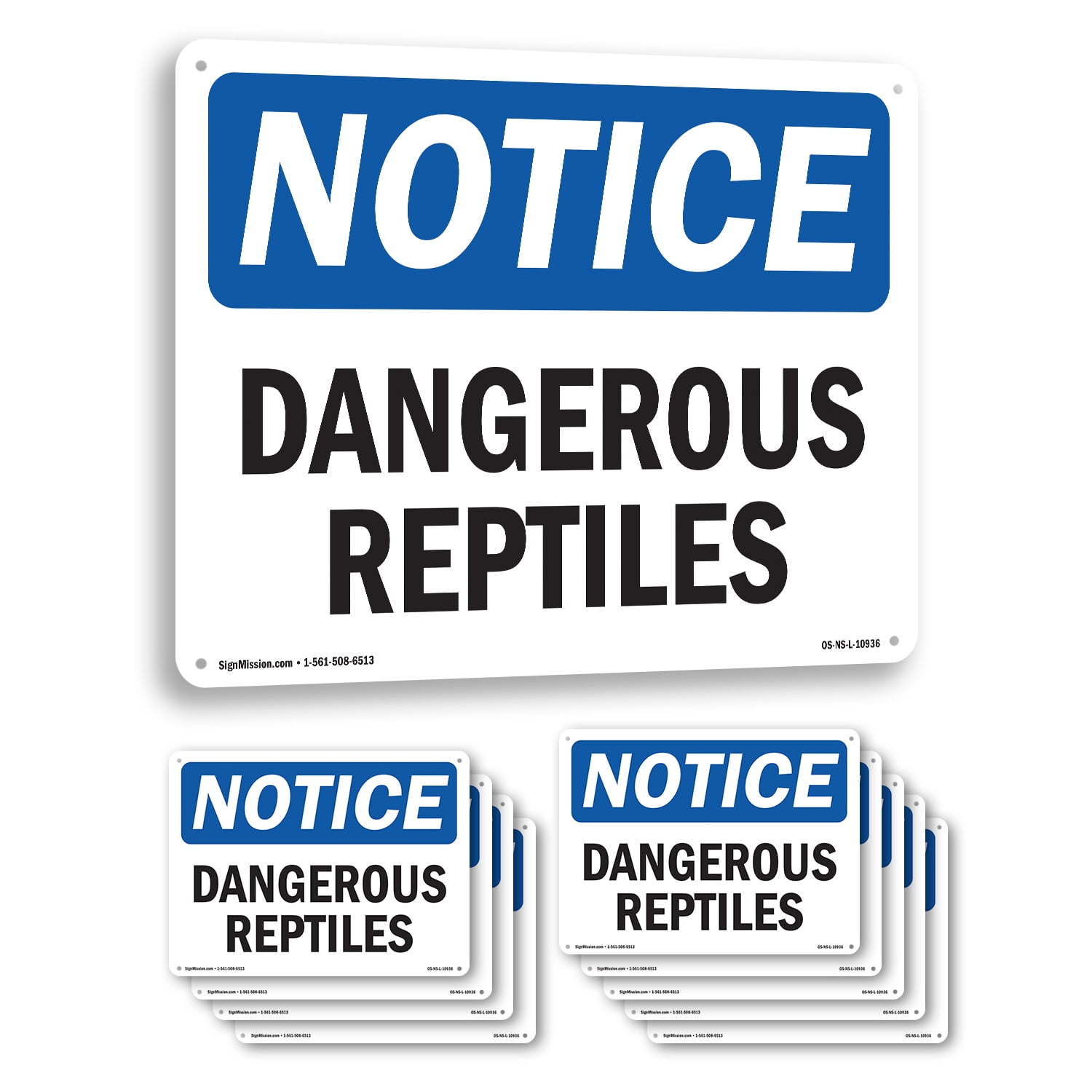 Dangerous Reptiles OSHA Notice Rigid Plastic Sign 14 Inch x 10 Inch ...