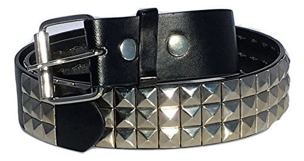 Dangerous Threads Wide Black Studded Belt - Silver Pyramid Studs - Punk ...