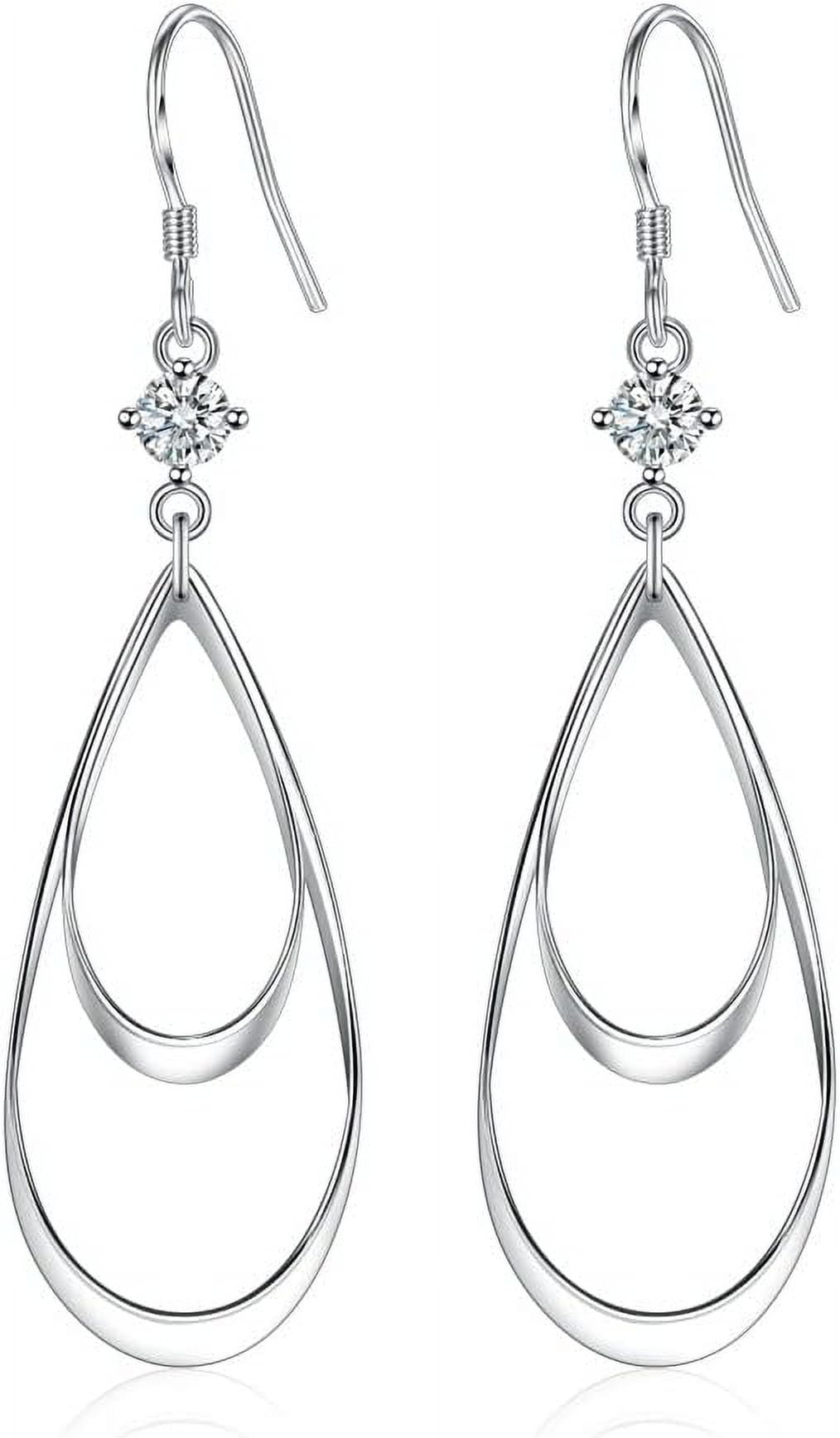 Dangle Earrings for Women Hollow water drop Double Linear Drop Statement Earrings Birthday Gifts ...