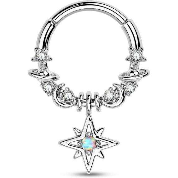 Dangle Septum Piercing Jewelry Star Septum Ring 316L Surgical Steel ...