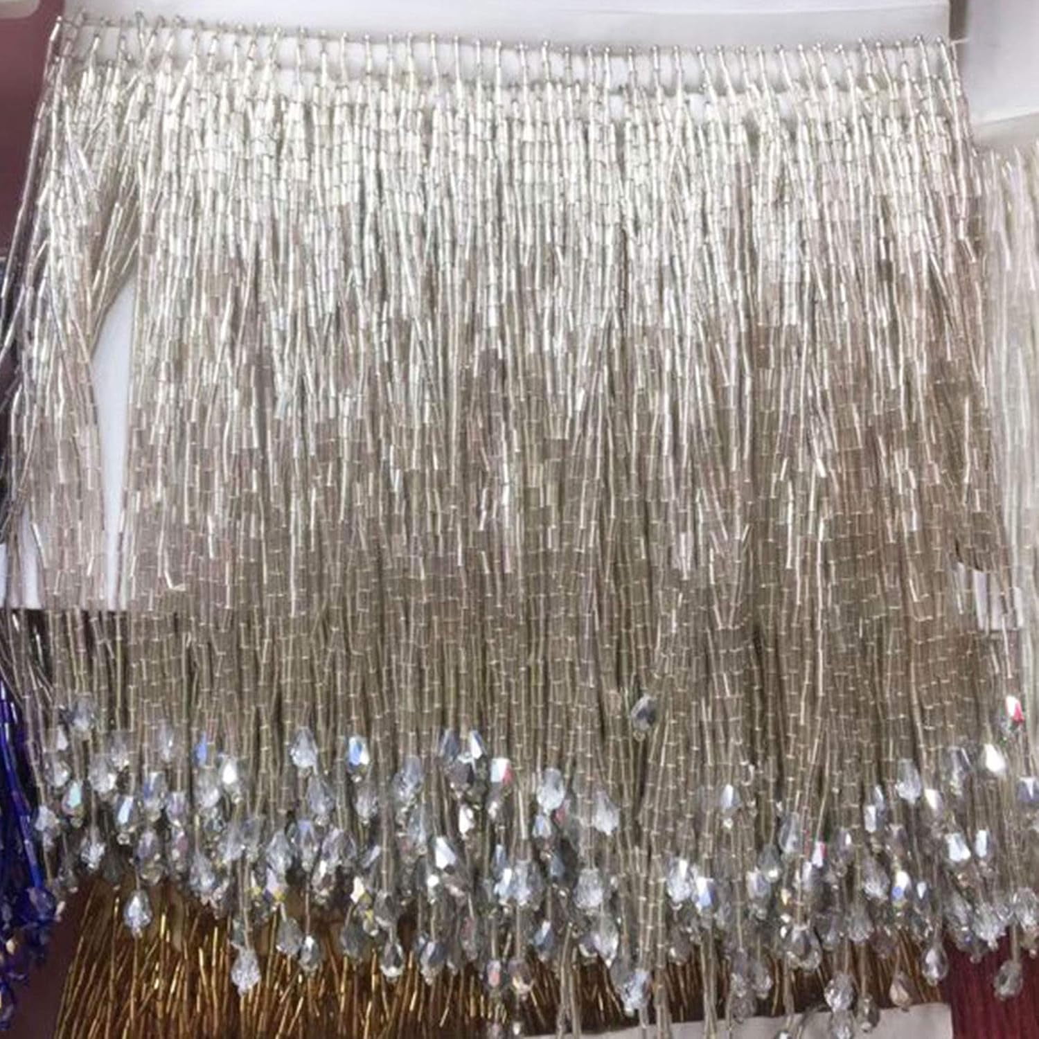 Dangling Fringe Trims by The Yard Beaded Fringe Trim Heavy Beads Fringe ...