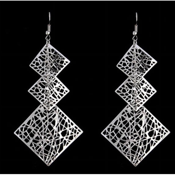 Dangling Mesh Square Earrings in Gold or Silver - Walmart.com