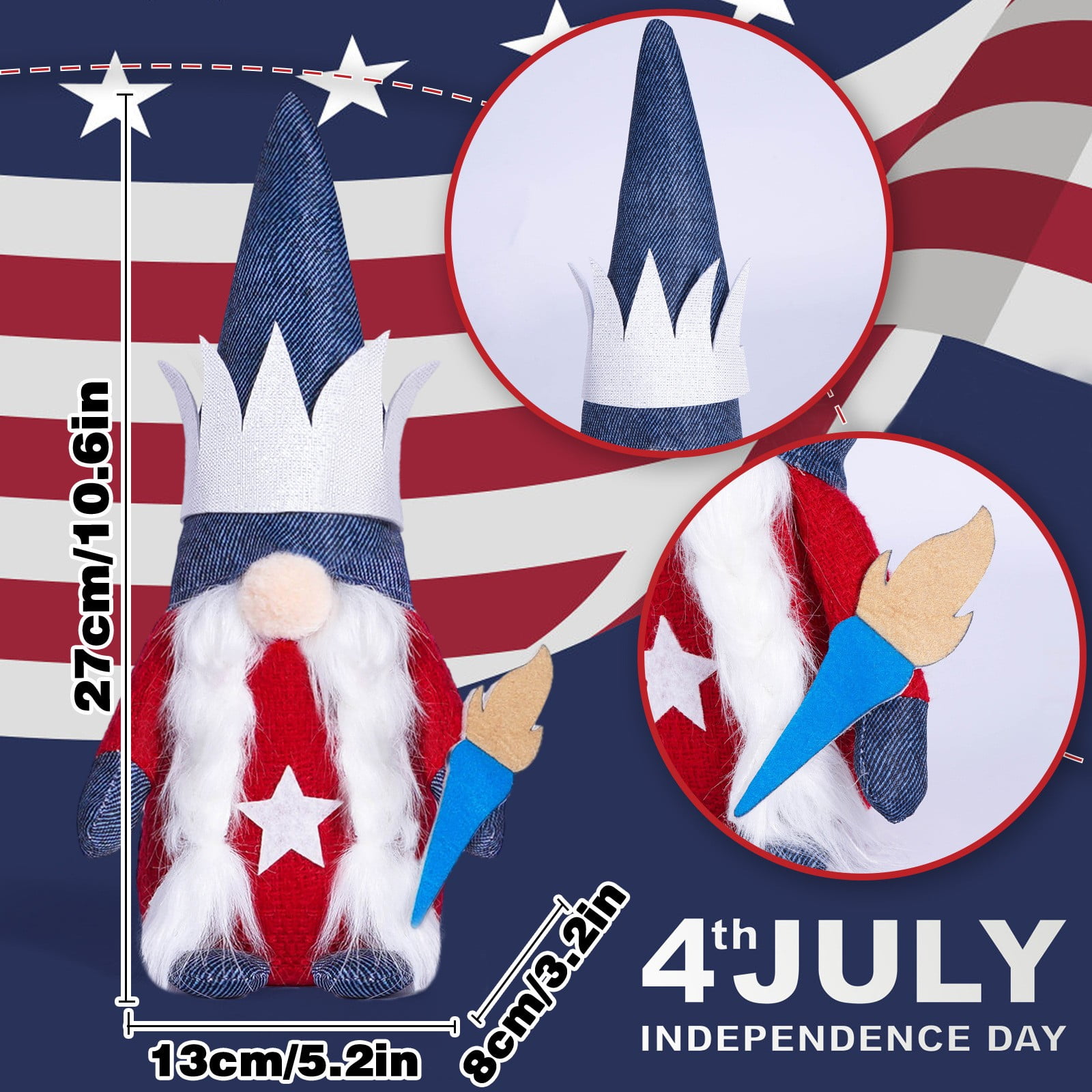 Danhjin 4th of July Patriotic Gnomes Decorations Gnomes Hold American ...