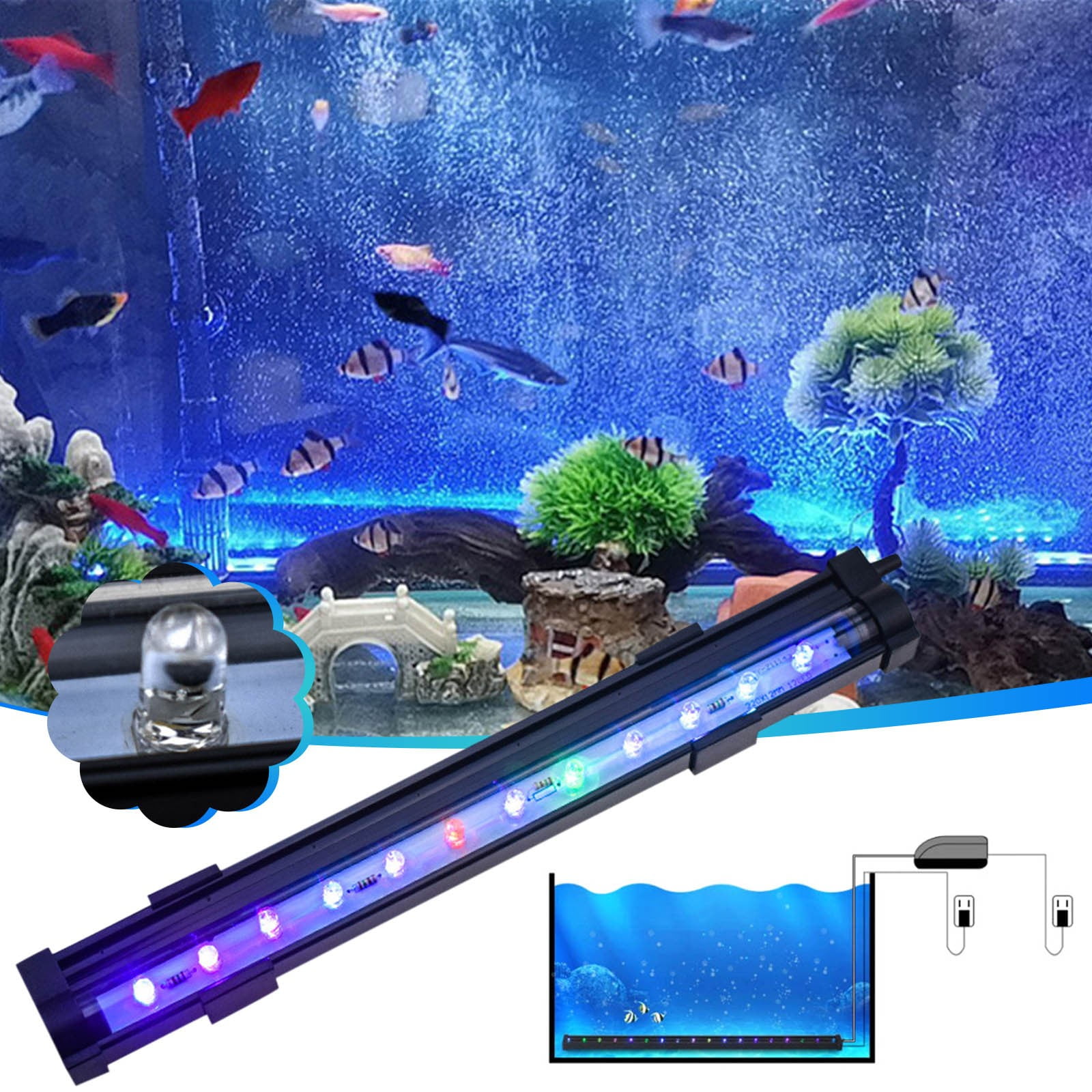 Danhjin Aquariums Light for Fish Tank, IP68 Submersible LED Aquarium ...