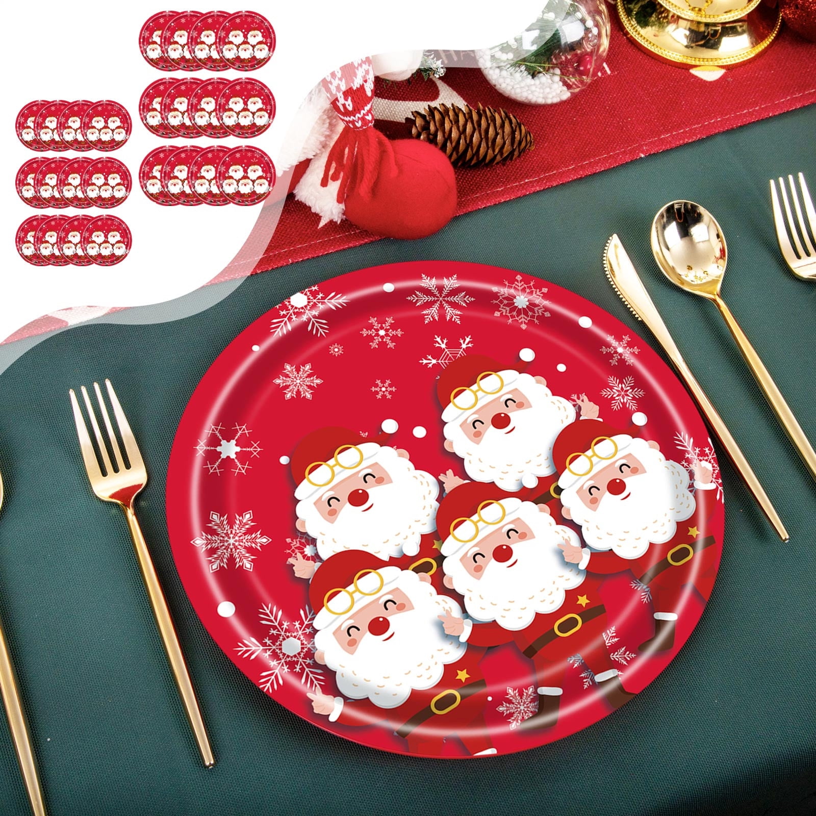Danhjin Christmas Plates Paper Plates 16pcs, Disposable Holiday Dinner ...