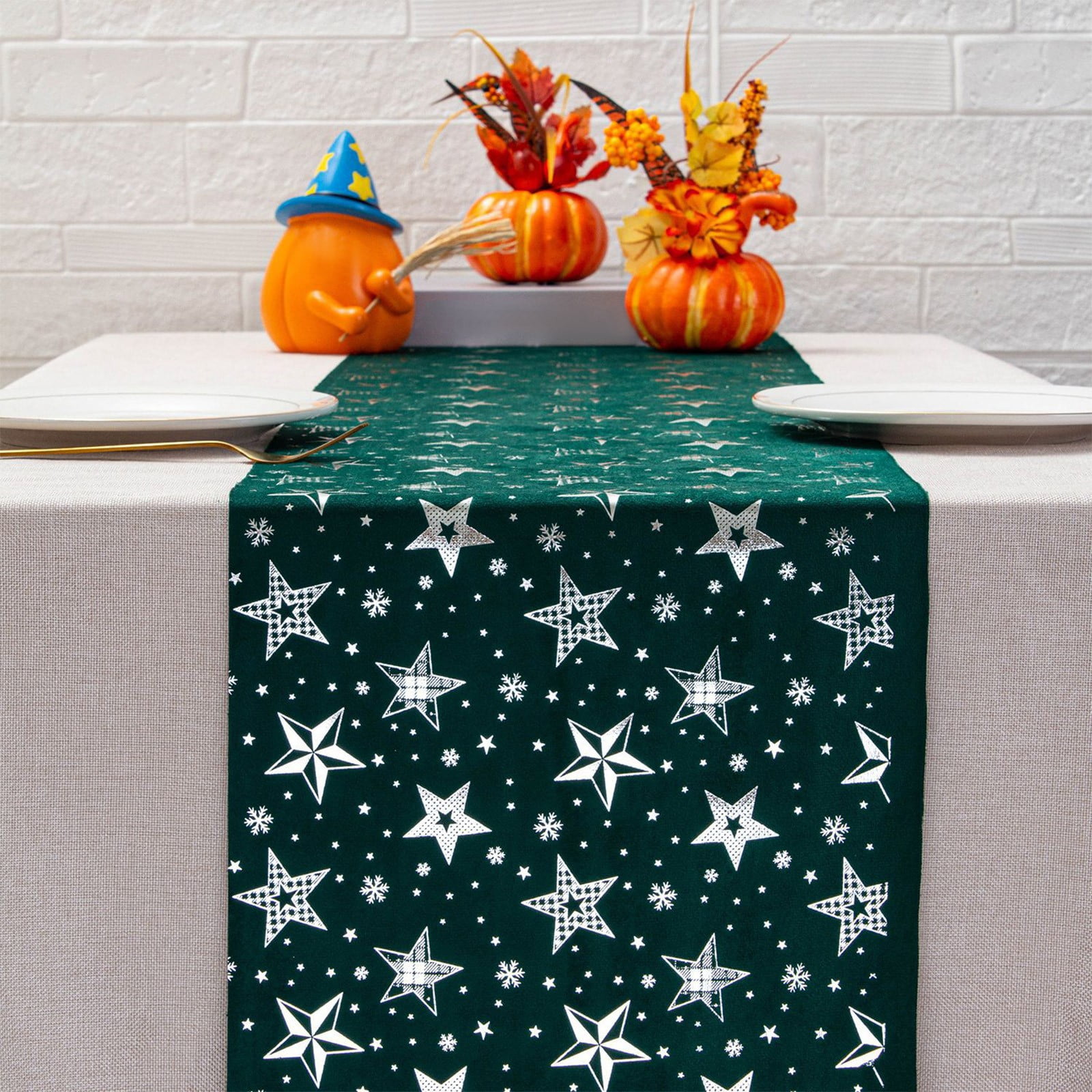Danhjin Christmas Table Runner Home Decor, Star Hot Velvet Polyester ...