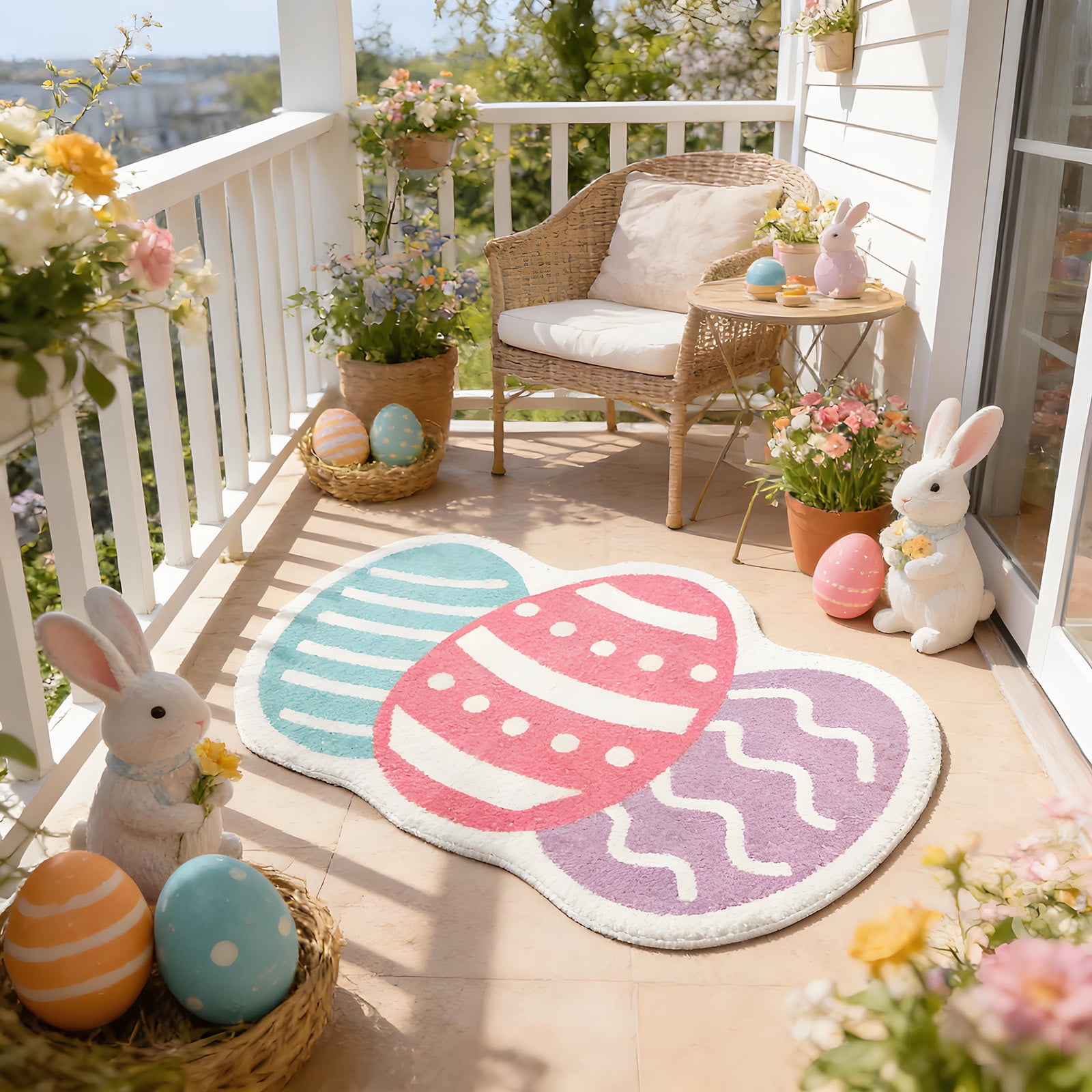 Danhjin Easter Doormat, Bathroom Rug Color Egg Shaped Mat for Porch ...