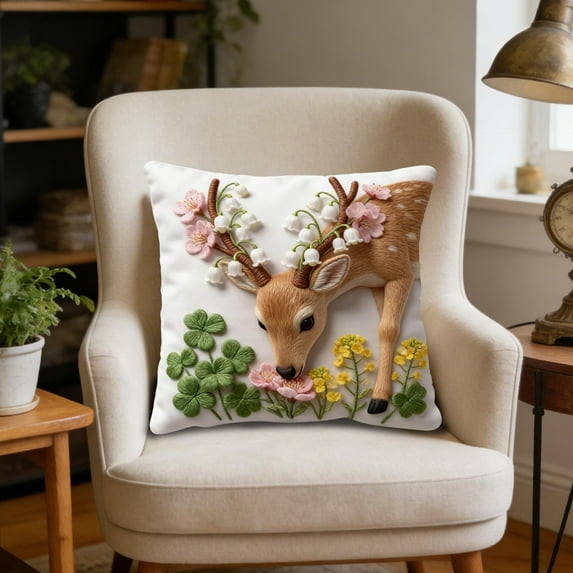 Danhjin Embroidered Throw Pillow Covers 18*18in, Short Lint Cute Effect ...