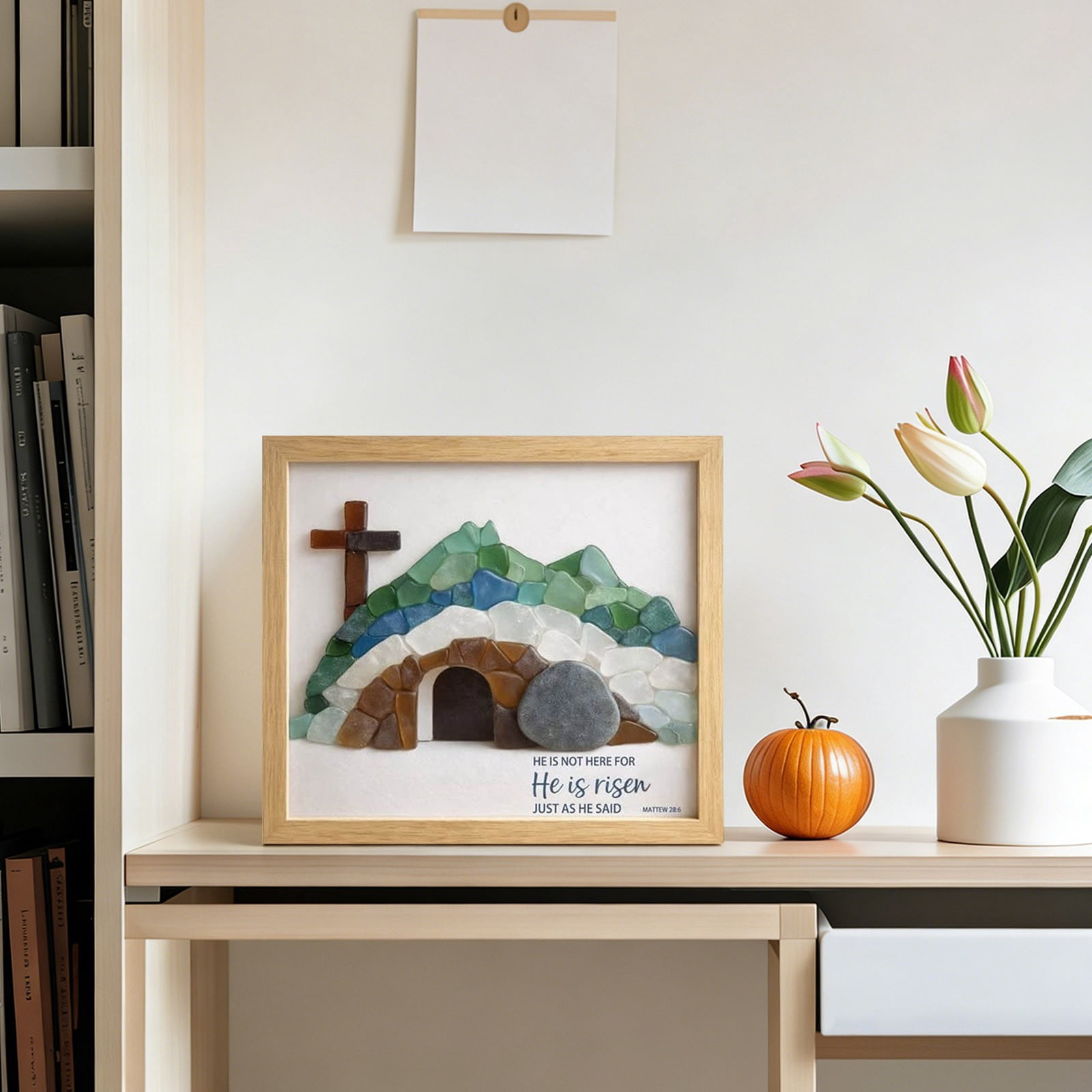 Danhjin Empty Tomb Decor, Sea Glass Resurrection Wall Art for Easter ...