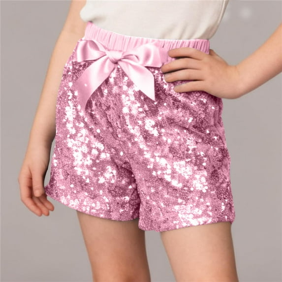 Danhjin Girls Sequin Sparkly Shorts Elastic Waist Glitter Party High ...