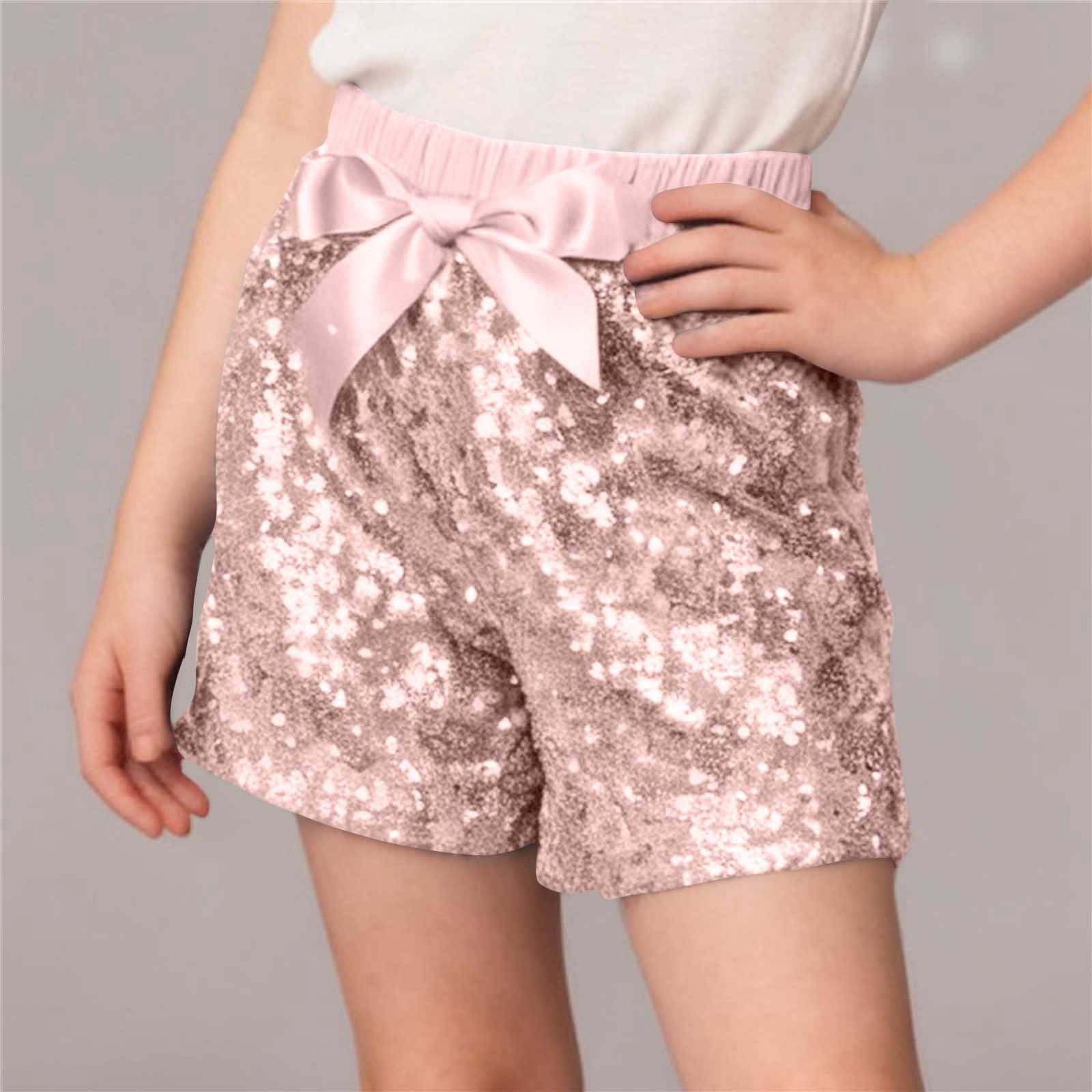 Danhjin Girls Sequin Sparkly Shorts Elastic Waist Glitter Party High ...