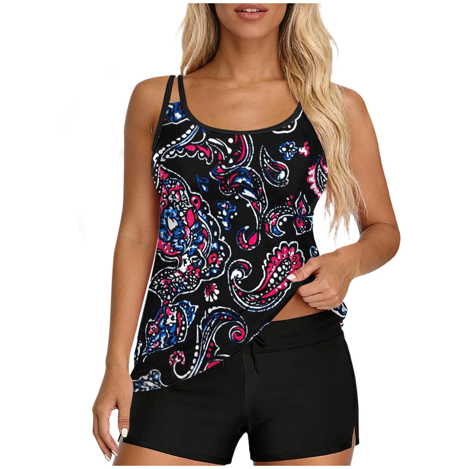 Danhjin Graphic Tankini Swimsuit for Women 2 Piece Set Tank Top and ...