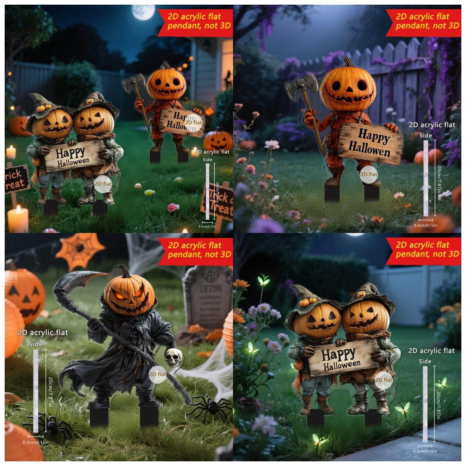 Danhjin Halloween Yard Stakes, Skeleton Doll Ground Insertion Series 2D ...