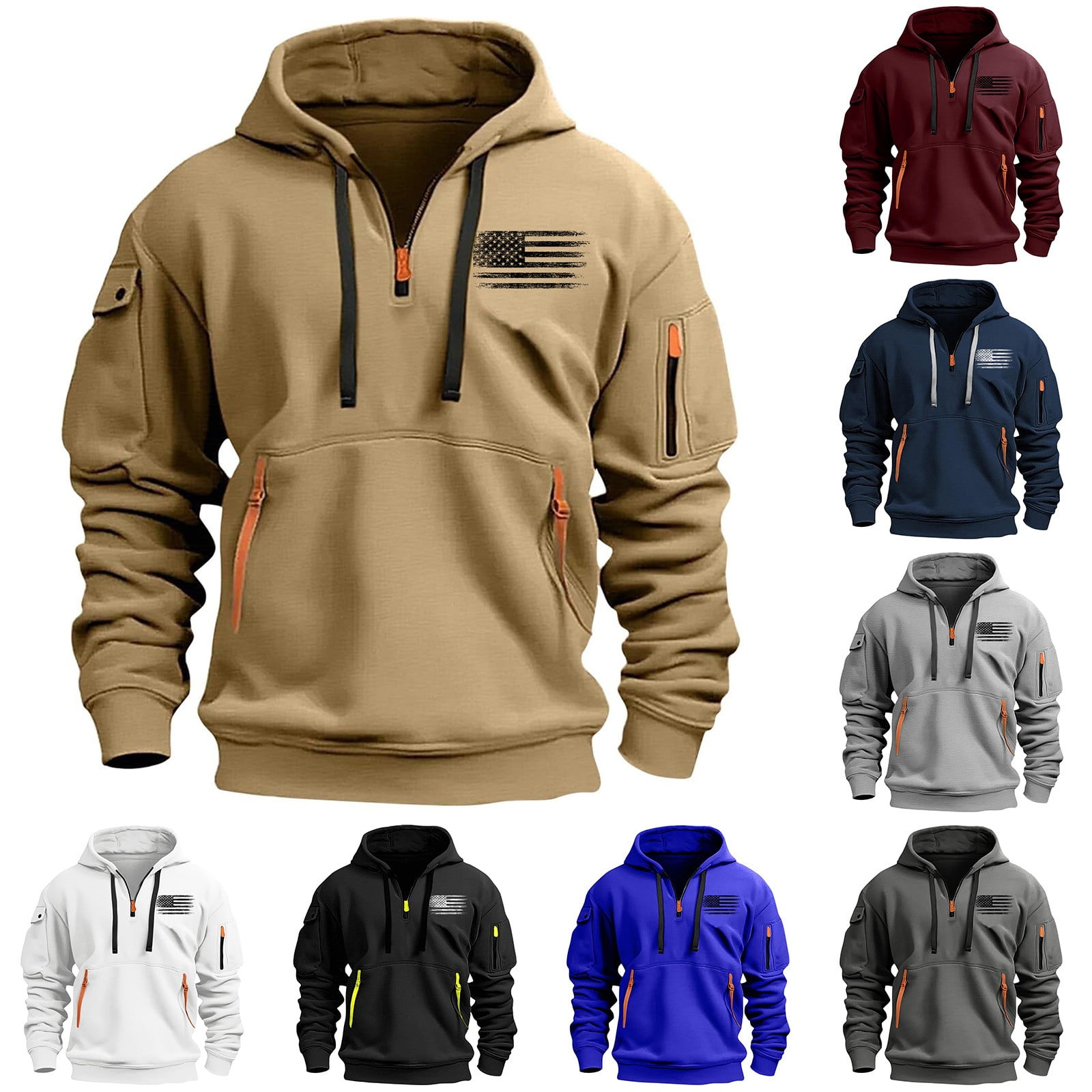 Danhjin Men's Trendy Hoodies Quarter Zipper Pullover Sweatshirts Long ...