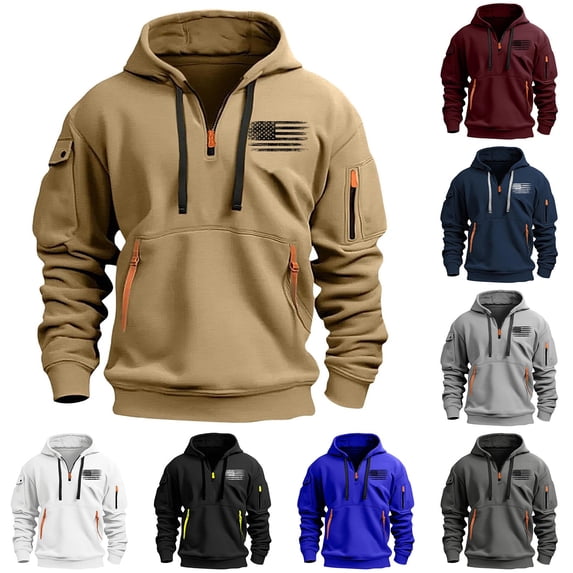 Danhjin Men's Trendy Hoodies Quarter Zipper Pullover Sweatshirts Long ...