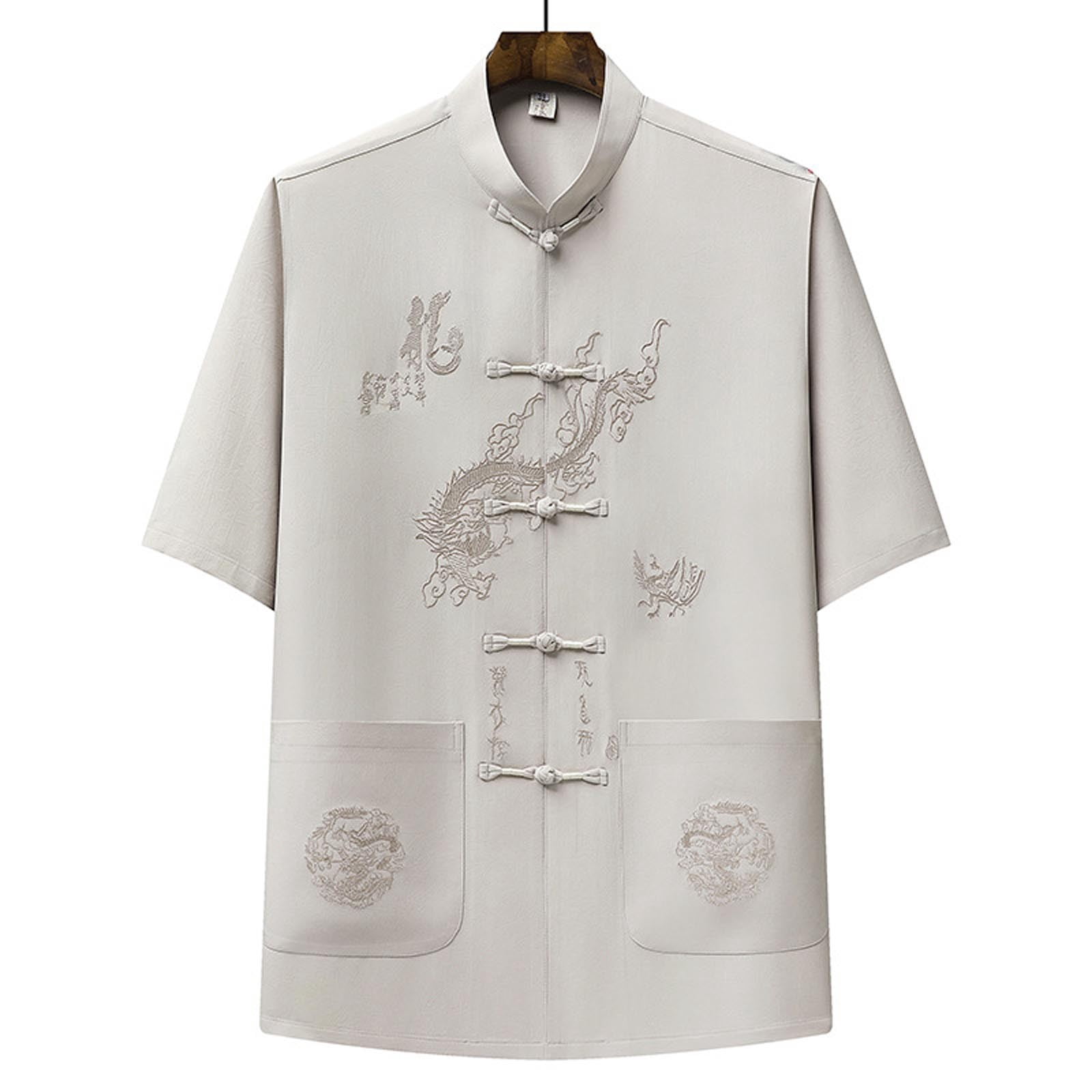 Danhjin Mens Dragon Embroidered Tang Suit Chinese Traditional Mandarin ...