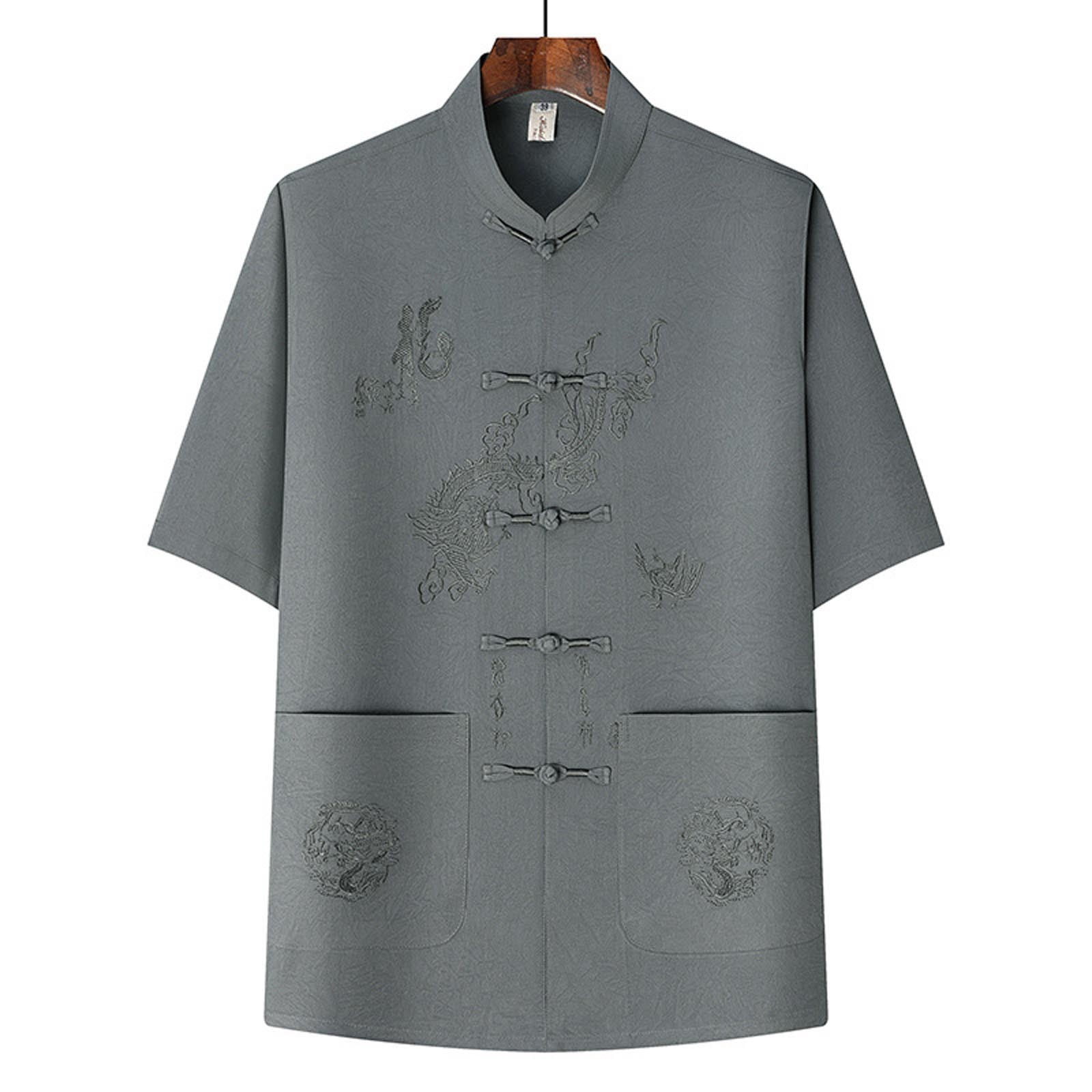 Danhjin Mens Dragon Embroidered Tang Suit Chinese Traditional Mandarin ...