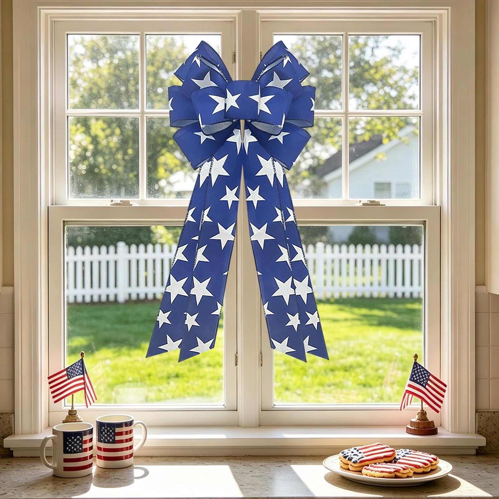 Danhjin Patriotic Bows for Outside, 22.83x11.02in Star-Spangled Striped ...