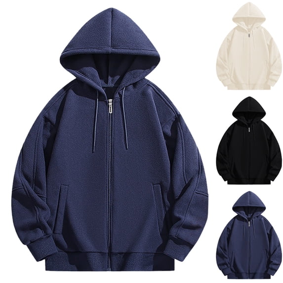 Danhjin Solid Color Hoodies for Men Unisex Adult Jacket Full Zip-up ...