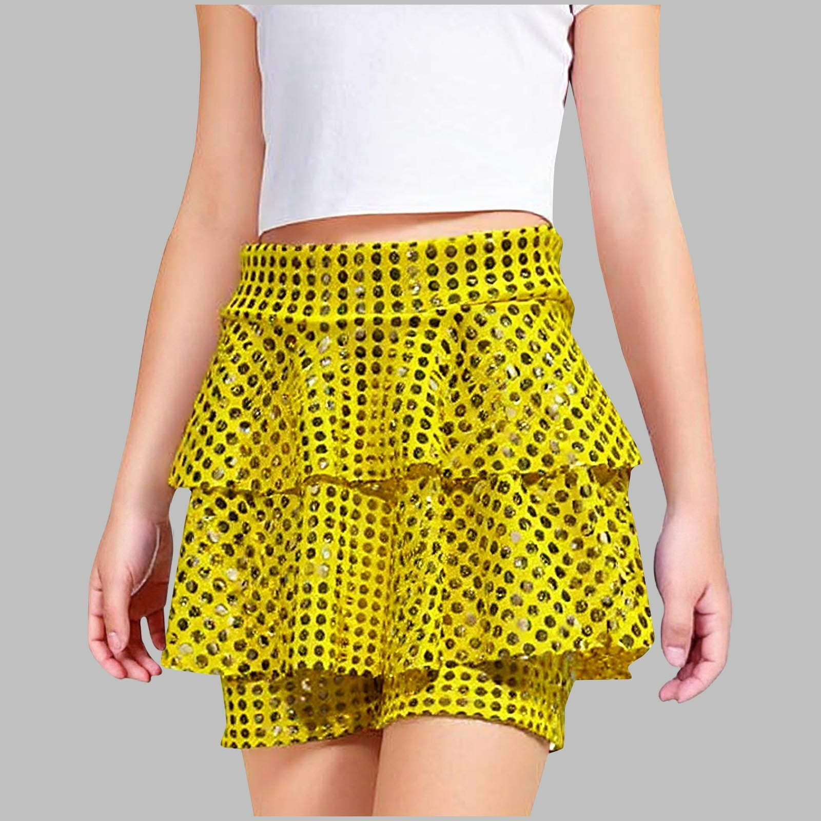 Danhjin Sparkle Sequin Skort for Girls Kids Elastic High Waist Layer ...