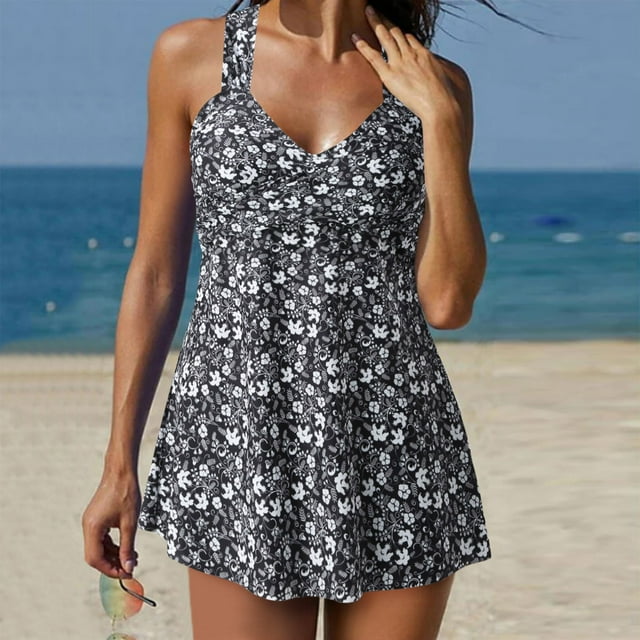 Danhjin Two Piece Tankinis Swimsuits for Women Tummys Control Bathing ...