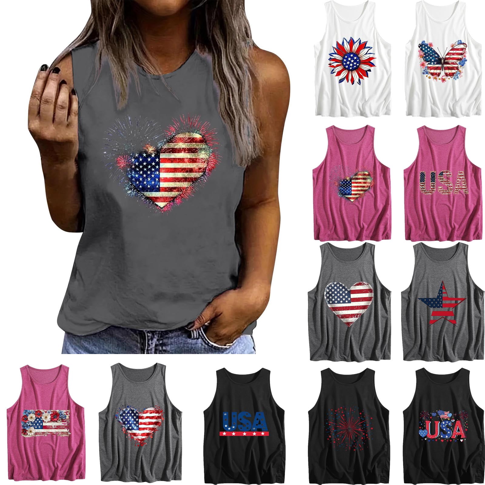 Danhjin Women Tank Top 4th of July Independence Day's Patriotic Print ...