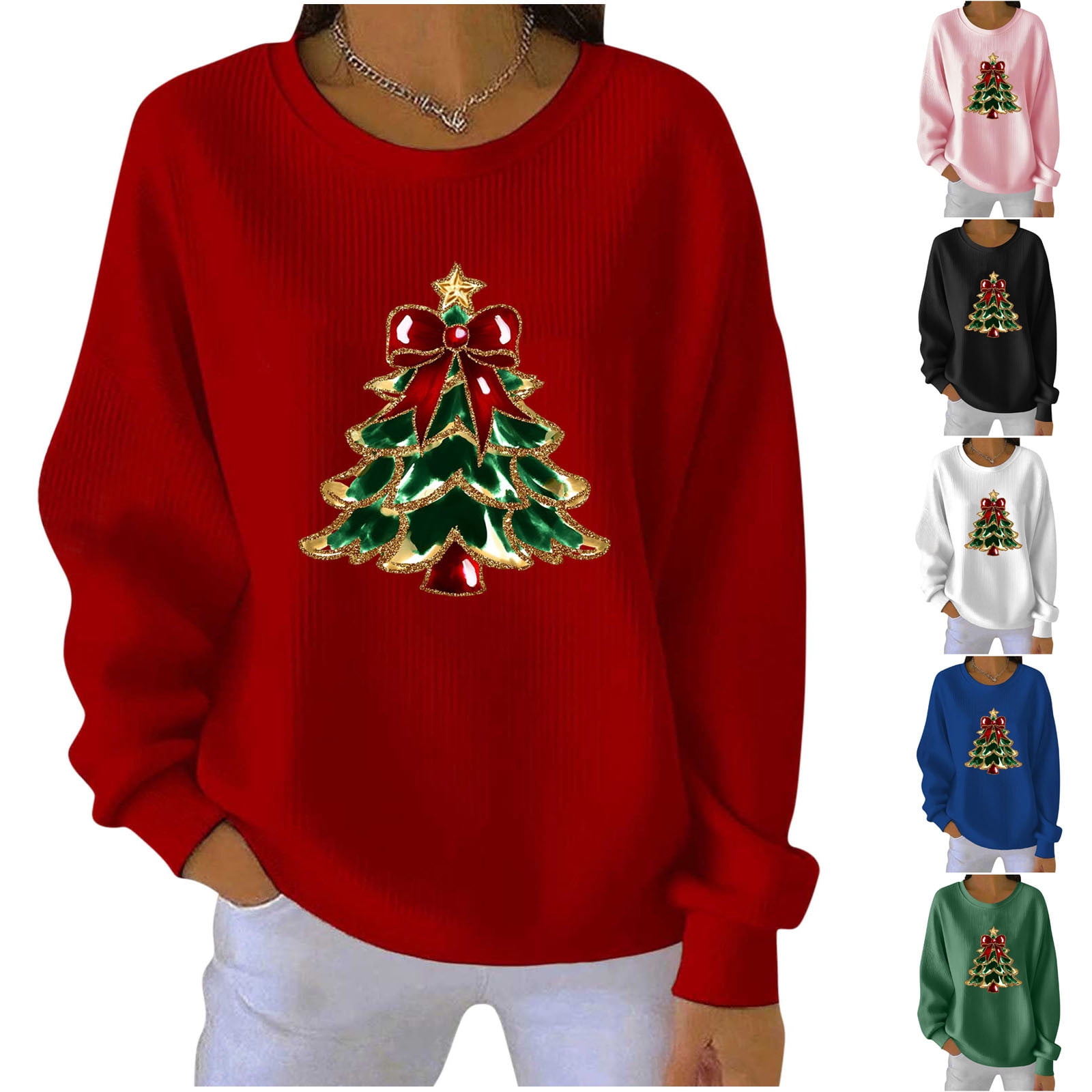 Danhjin Women's Christmas Sweatshirts Festive Print Loose Fashion ...