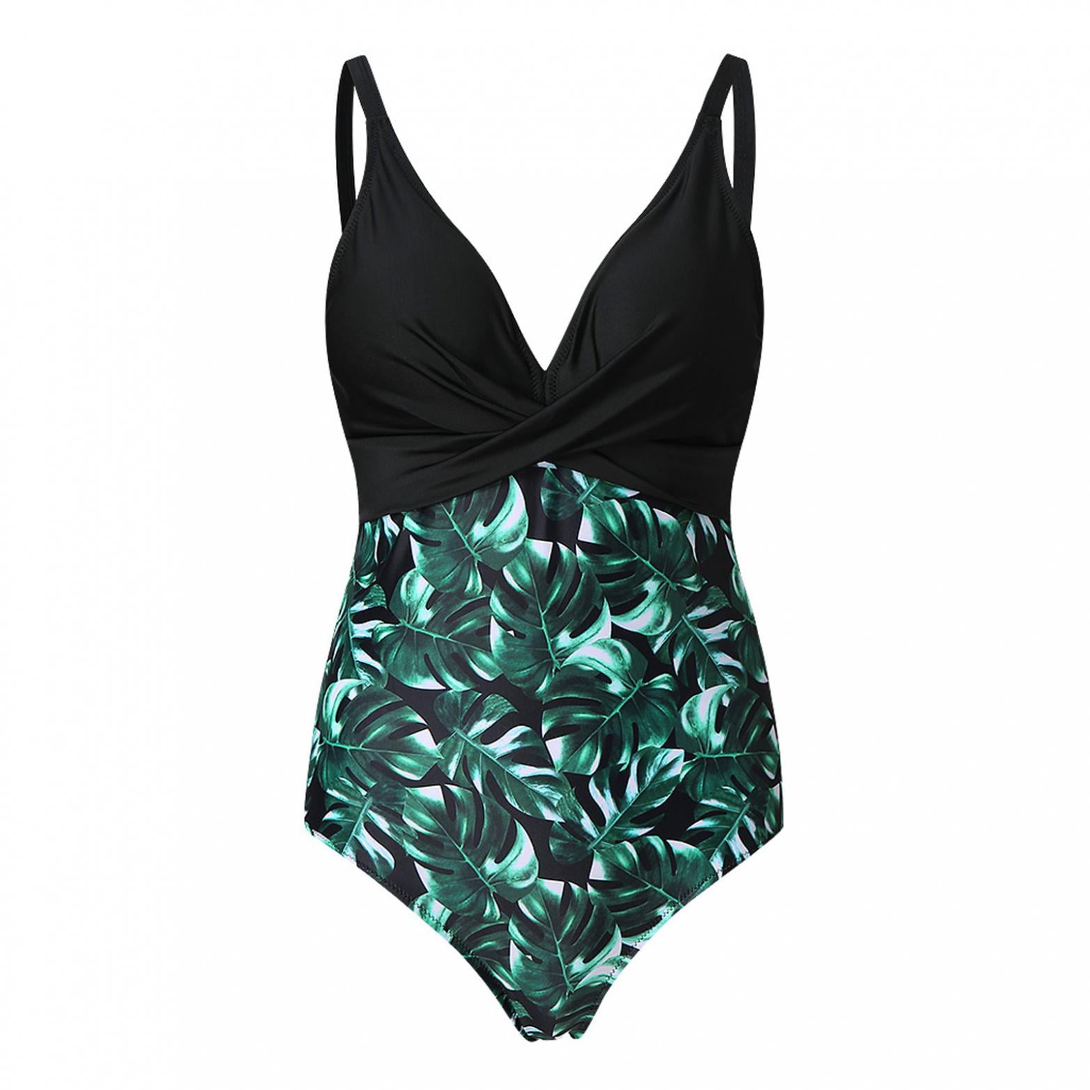 Danhjin Womens One Piece Swimsuit Cutout Halter Lace Up Twist Bathing
