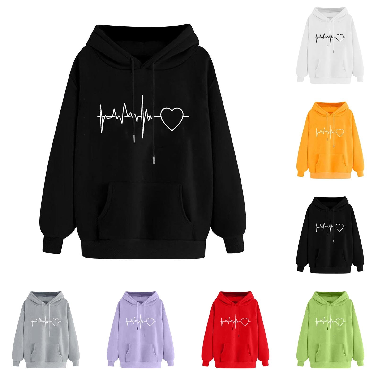 Danhjin Women's Print Hoodies Fashion Pullover Sweatshirts Fall Winter ...