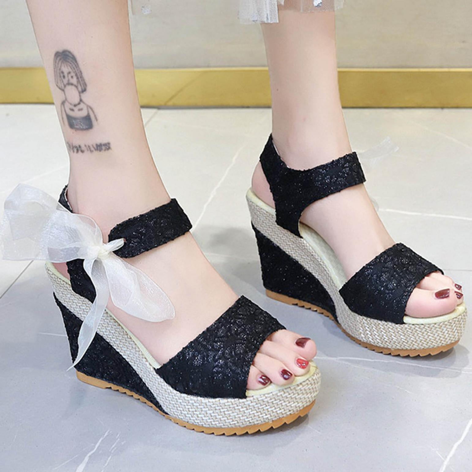 Danhjin Womens Wedge Platform Slingback Open Toe Summer Comfy High Heel ...