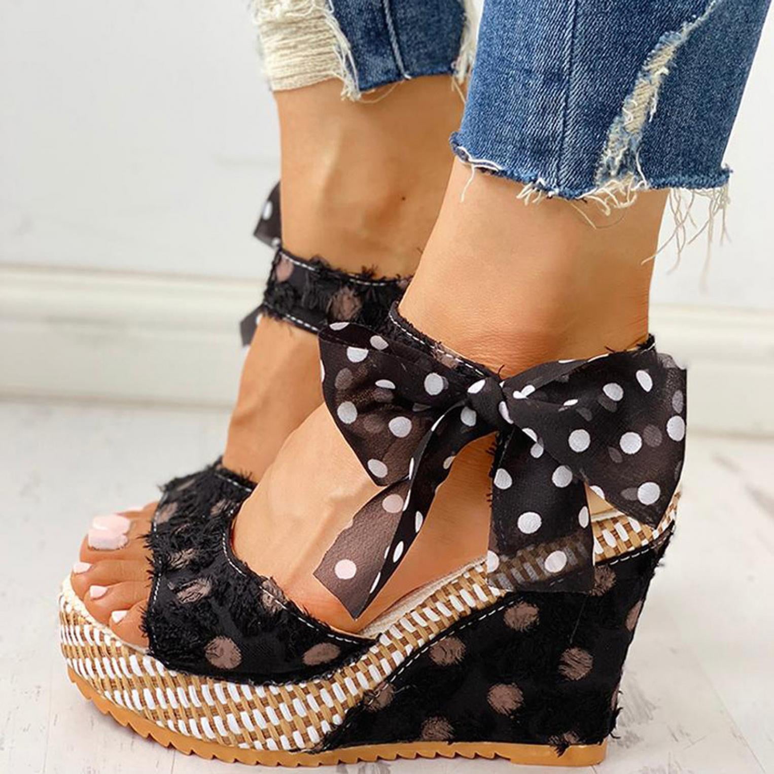 Danhjin Womens Wedge Platform Slingback Open Toe Summer Comfy High Heel ...