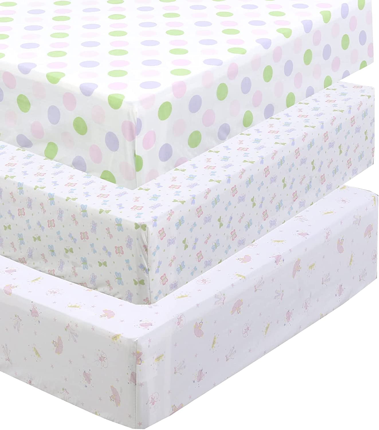 Danica 100% Cotton Fitted Baby Crib Sheet 3 Pack for baby Boys Girls ...