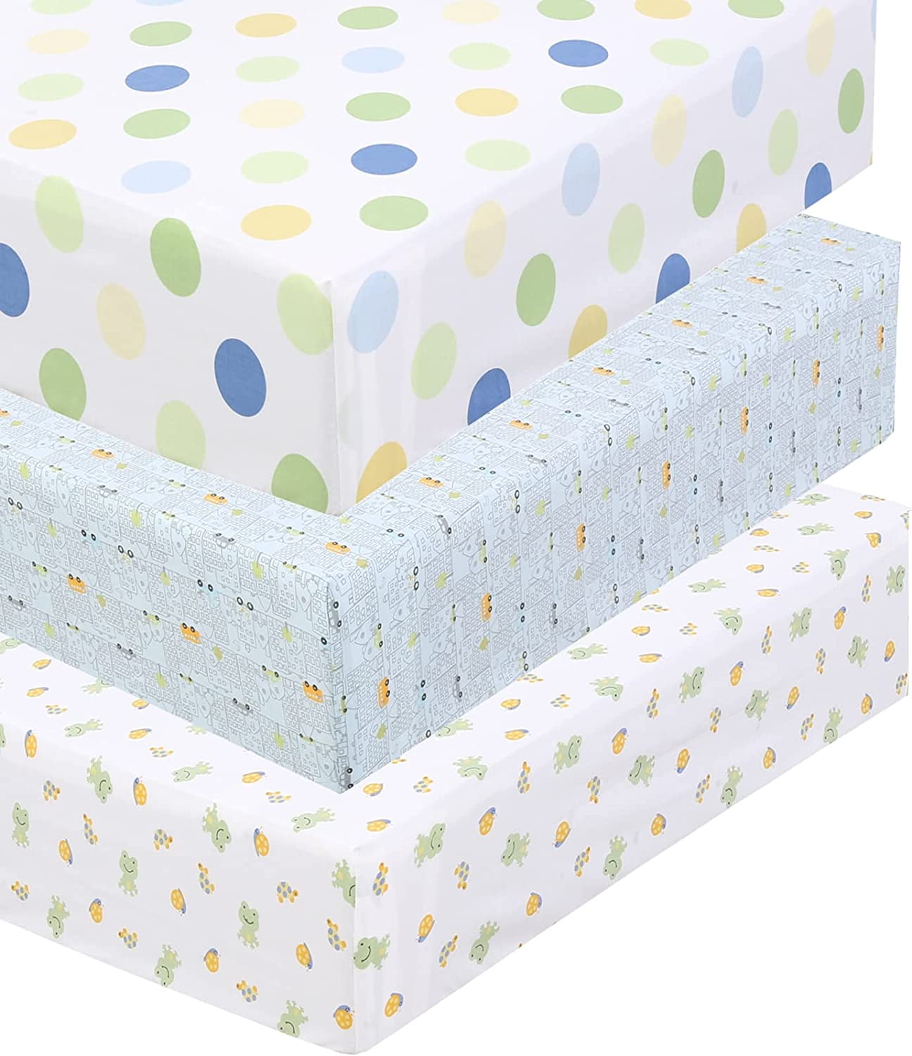 Danica 100% Cotton Fitted Baby Crib Sheet 3 Pack for baby Boys Girls ...