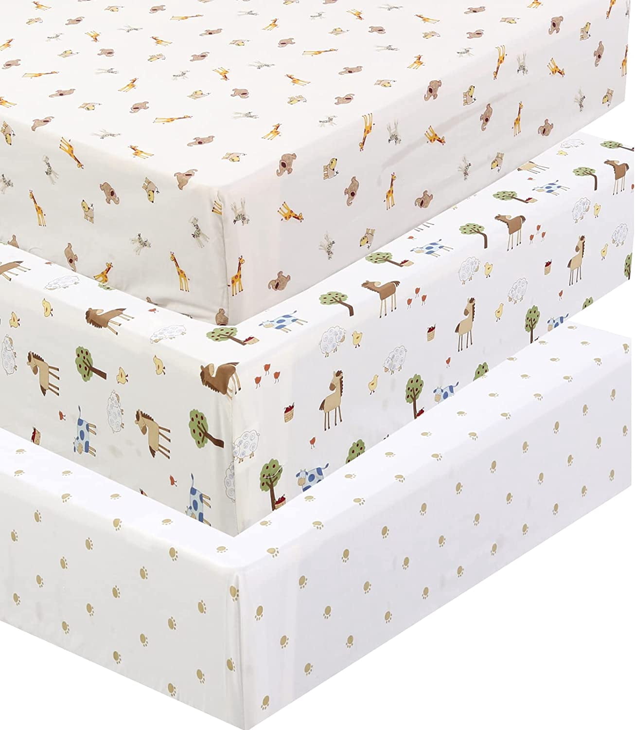 Danica 100% Cotton Fitted Baby Crib Sheet 3 Pack for baby Boys Girls ...