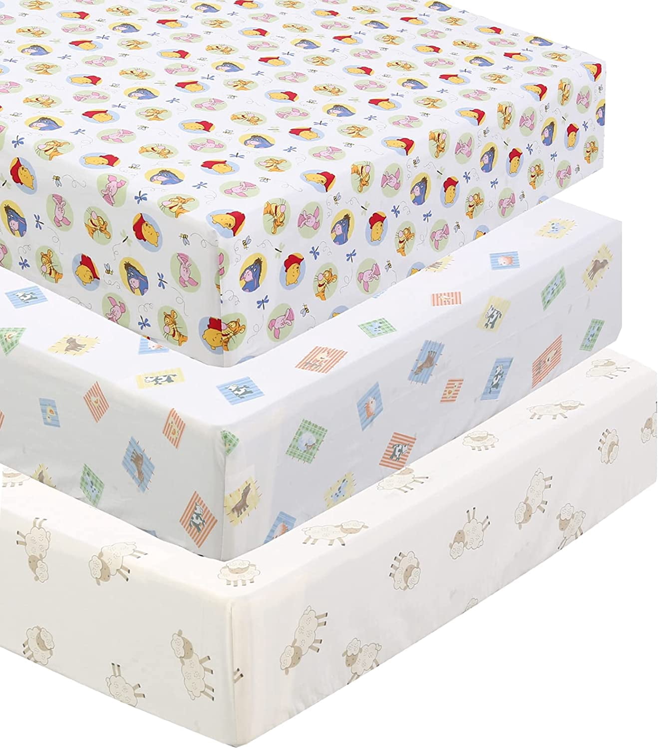 Danica 100% Cotton Fitted Baby Crib Sheet 3 Pack for baby Boys Girls ...