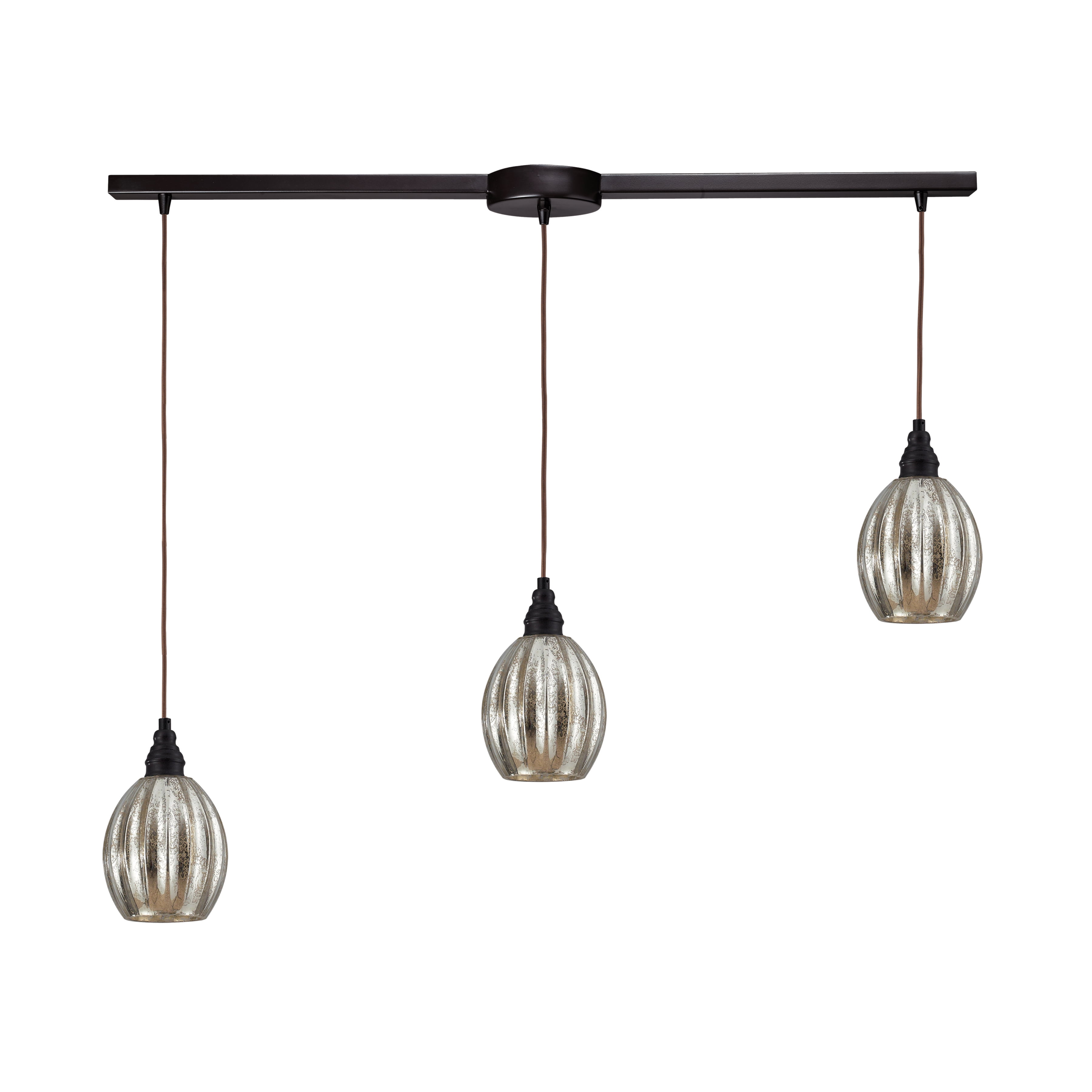 Danica 3-Light Linear Pendant Fixture in Oiled Bronze with Mercury ...
